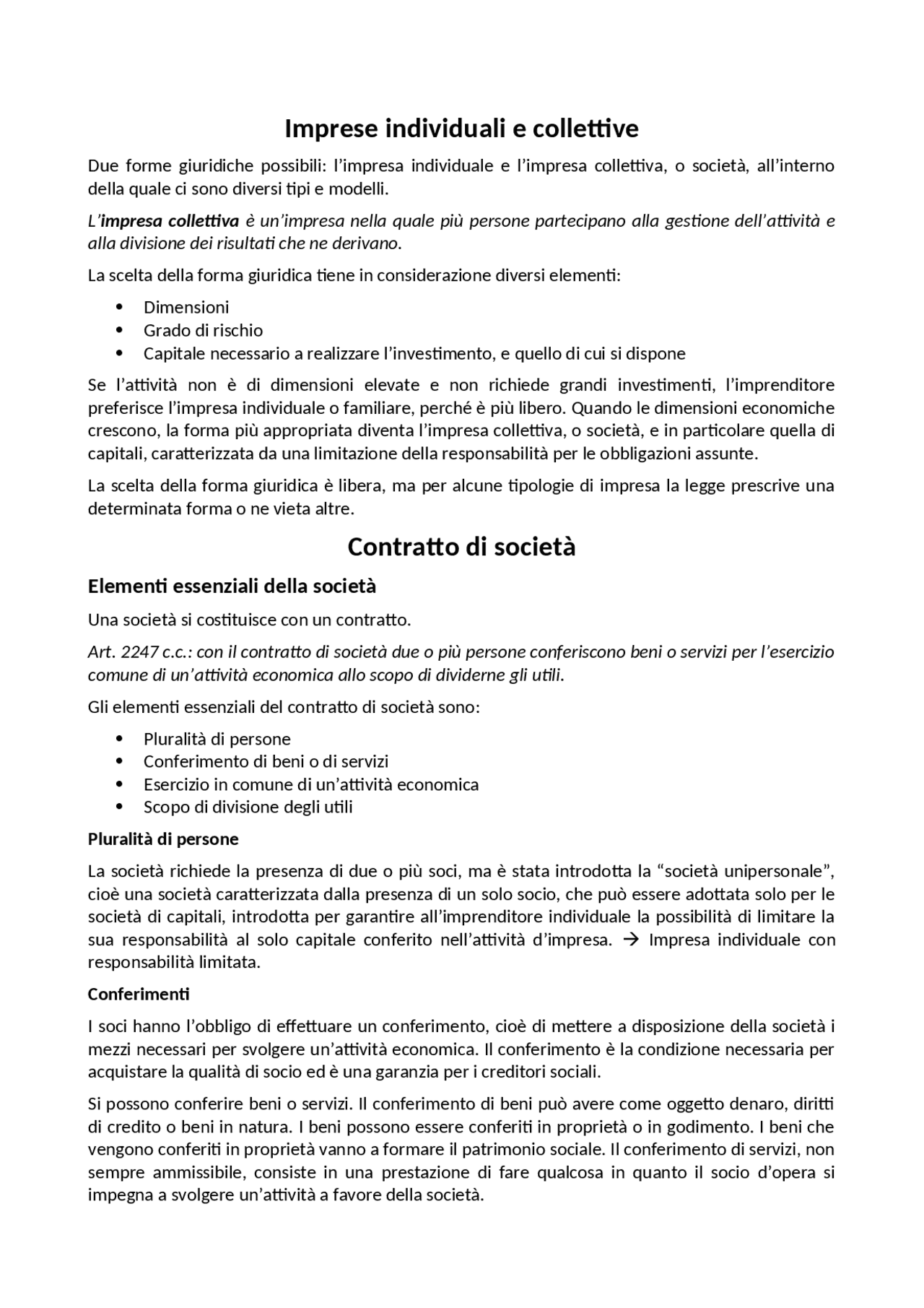 Tipi Di Imprese E Tipi Di Società Sbobinature Di Diritto Docsity