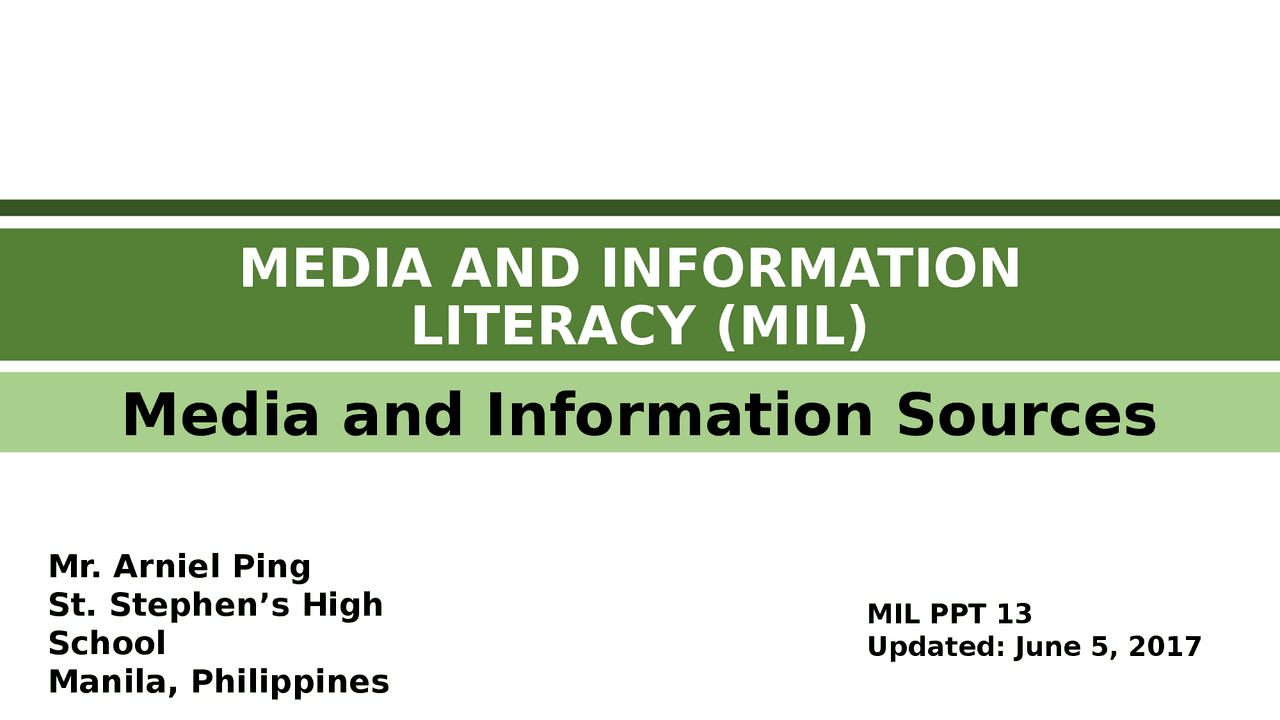 Media and Information Literacy (MIL) - Sources of Information and ...