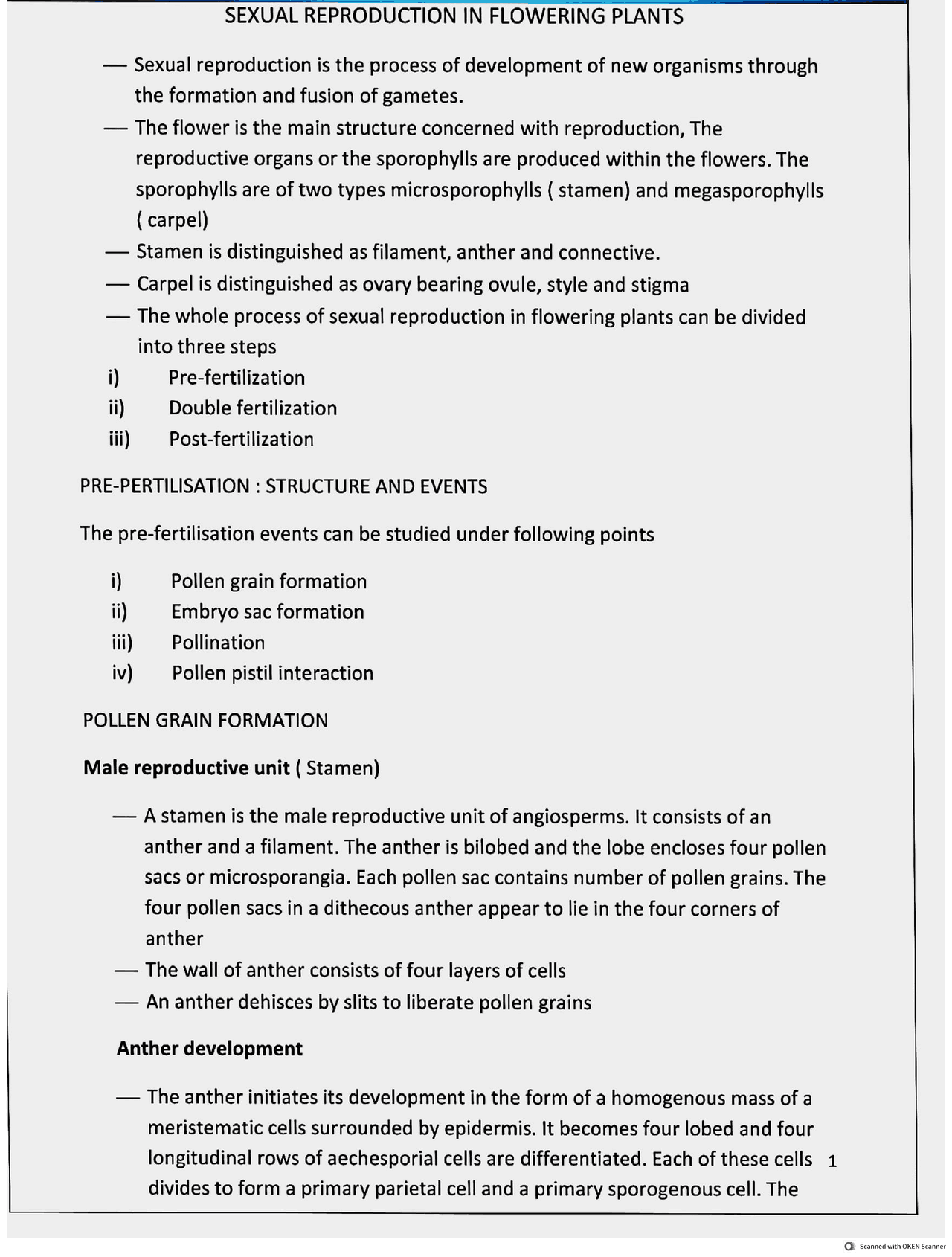 Sexual Reproduction in flowering plants | Study notes Botany | Docsity
