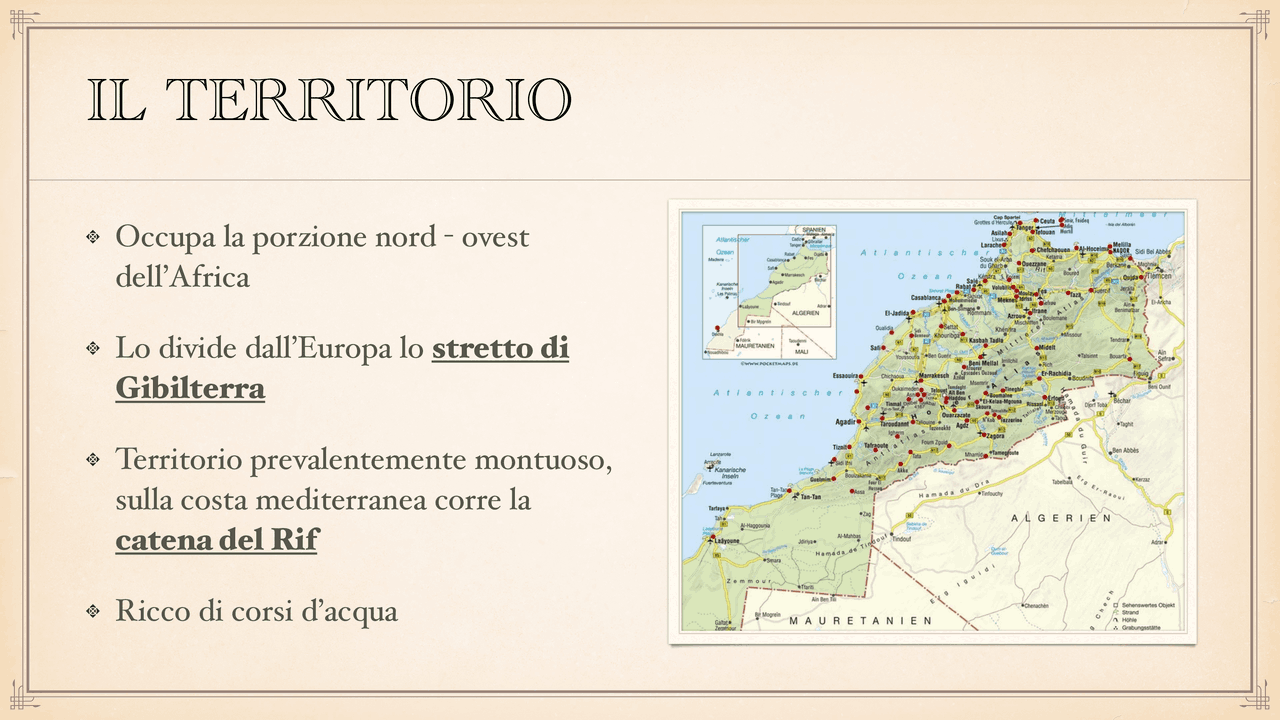 Presentazione sul Marocco in PDF | Slide di Geografia Turistica | Docsity