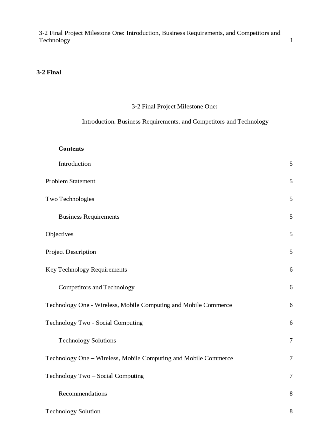 3-2 Final Project Milestone One: Introduction, Business Requirements, and Competitors and ...
