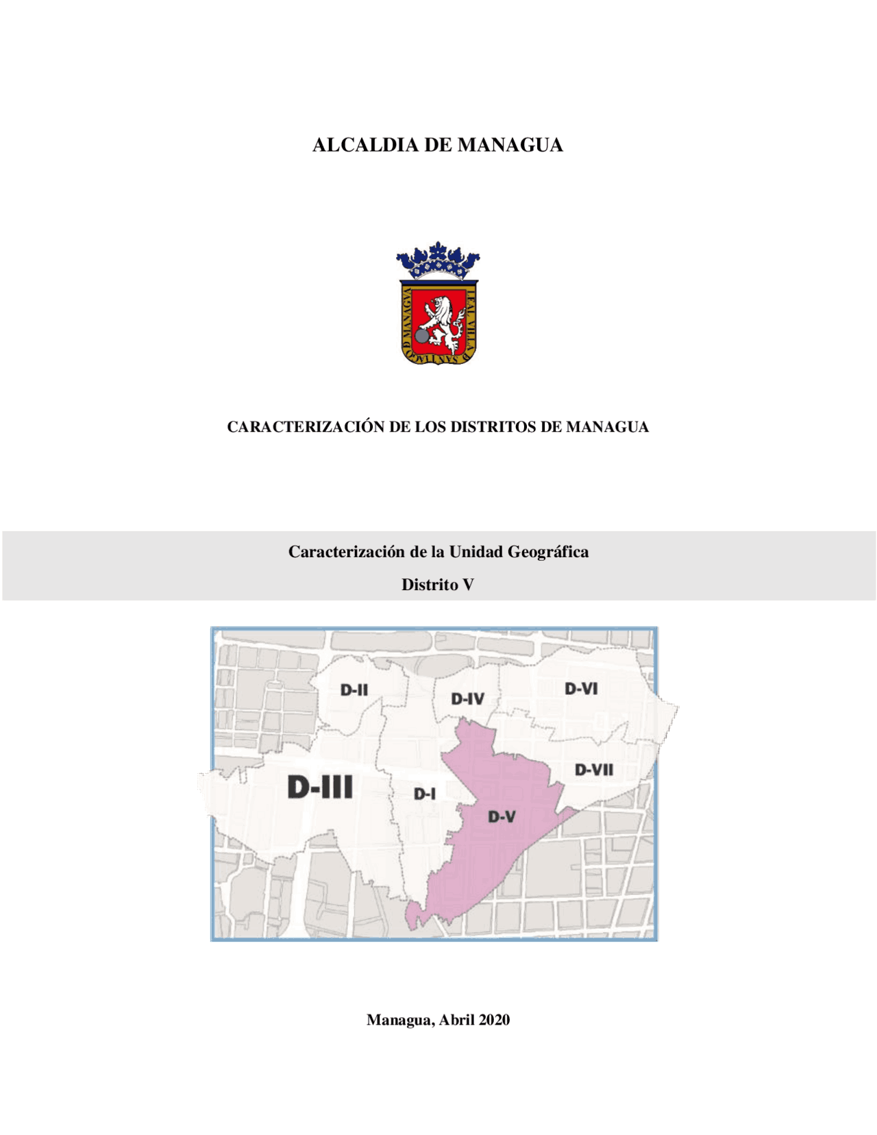 Distrito V Ciudad de Managua | Diapositivas de Geografía | Docsity