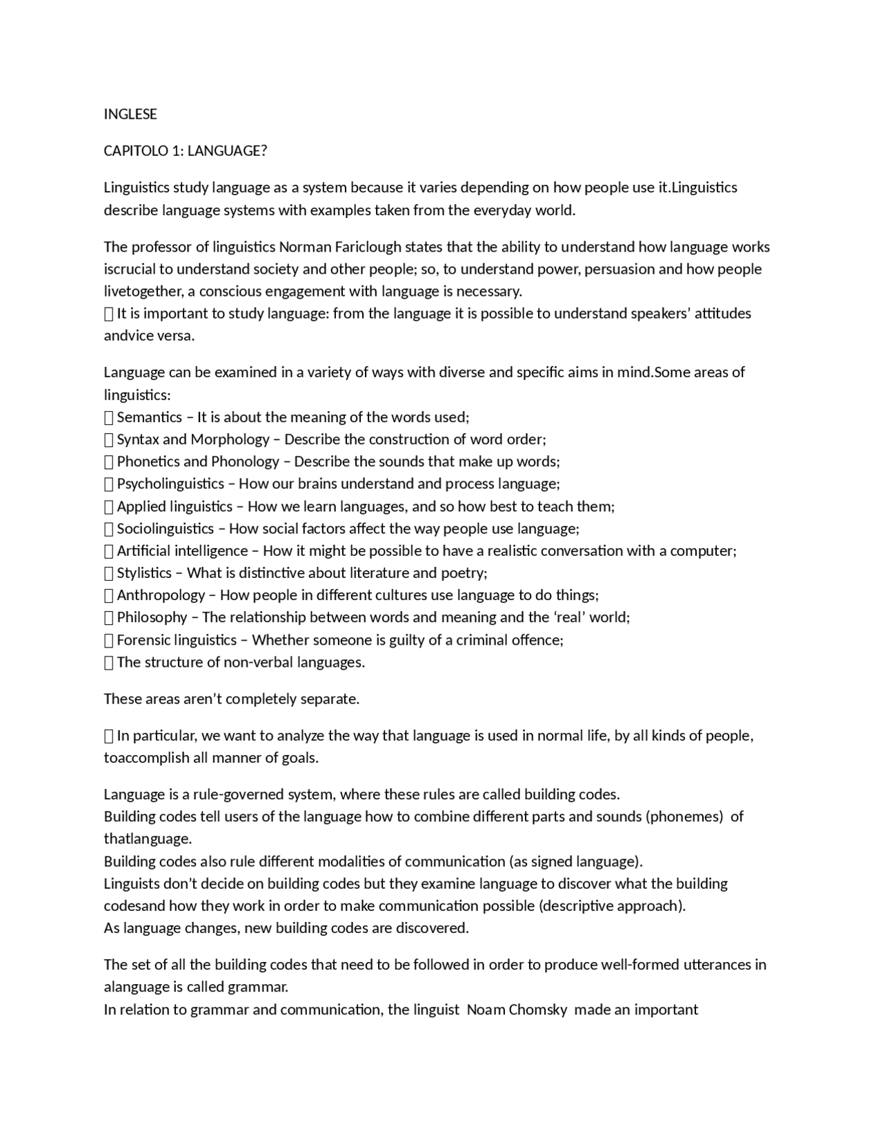 Schema libro di inglese da portare all'esame | Sbobinature di Lingua Inglese | Docsity