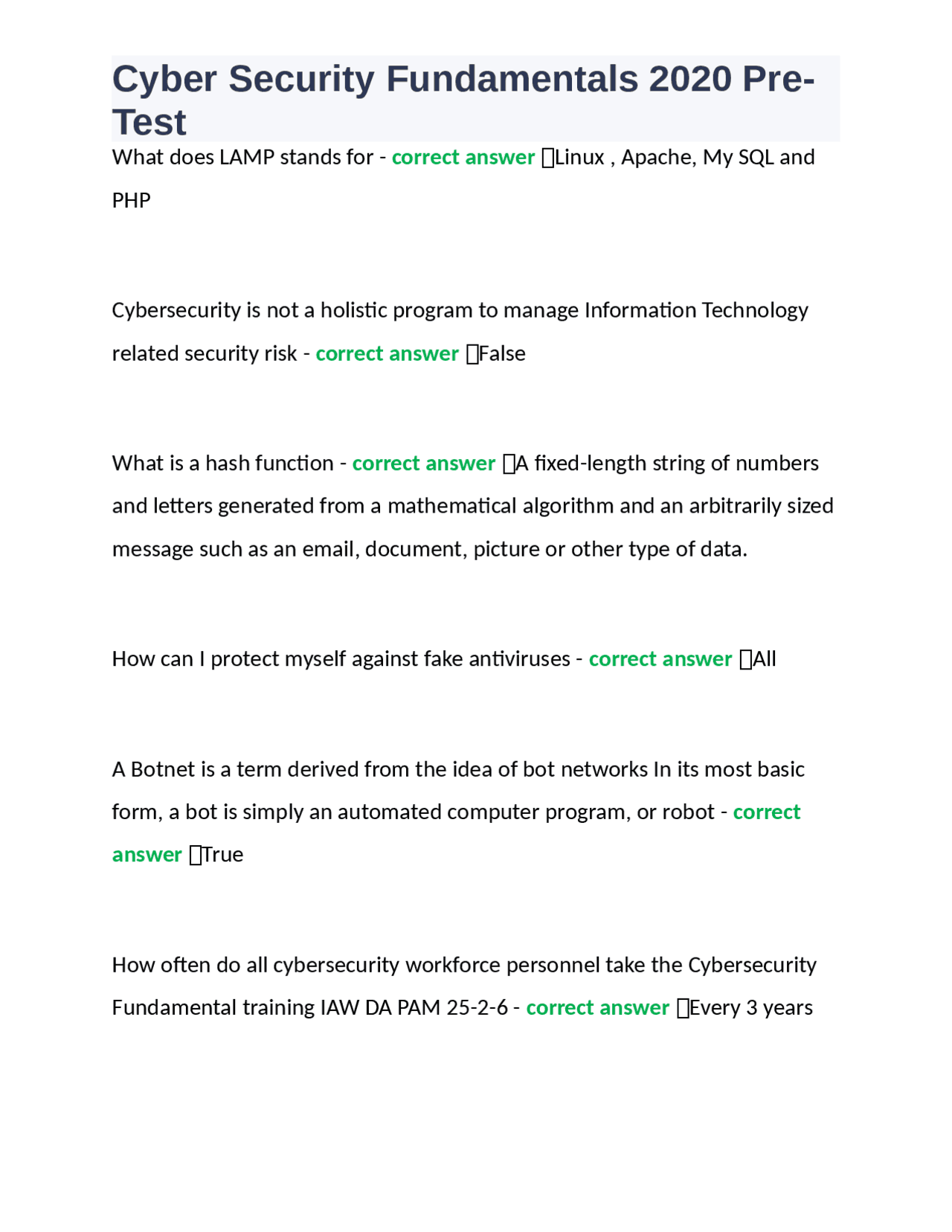 Cyber Security Fundamentals 2020 Pre Test Exams Cybercrime