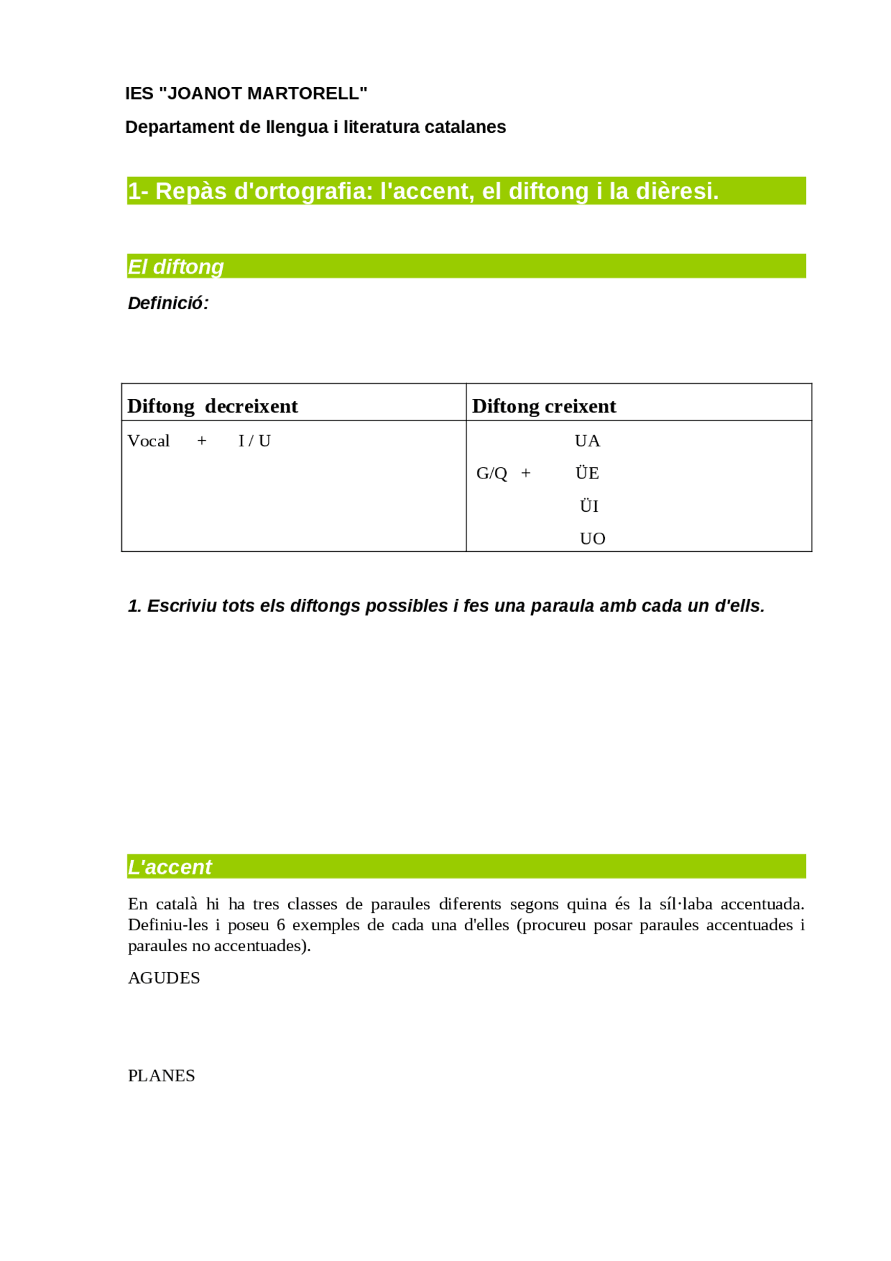 Ejercicios de refuerzo sobre la materia | Ejercicios de Historia de la Música y de la Danza ...
