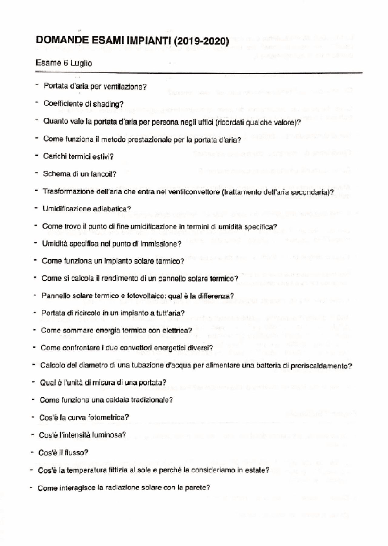 Domande Esame Impianti Tecnici Appunti Di Impianti Tecnici Docsity