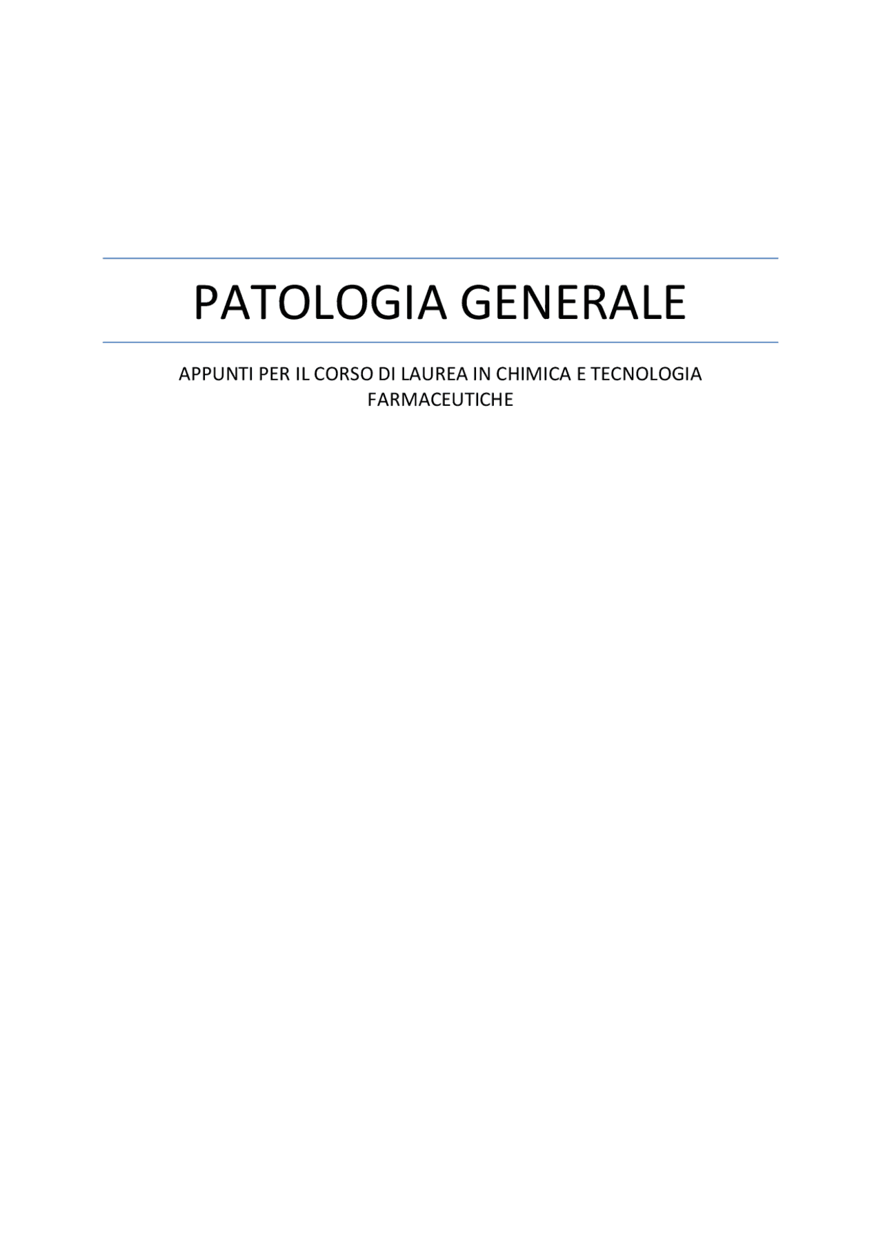 Patologia Generale Appunti Per Il Corso Di Farmacia E Ctf Appunti Di