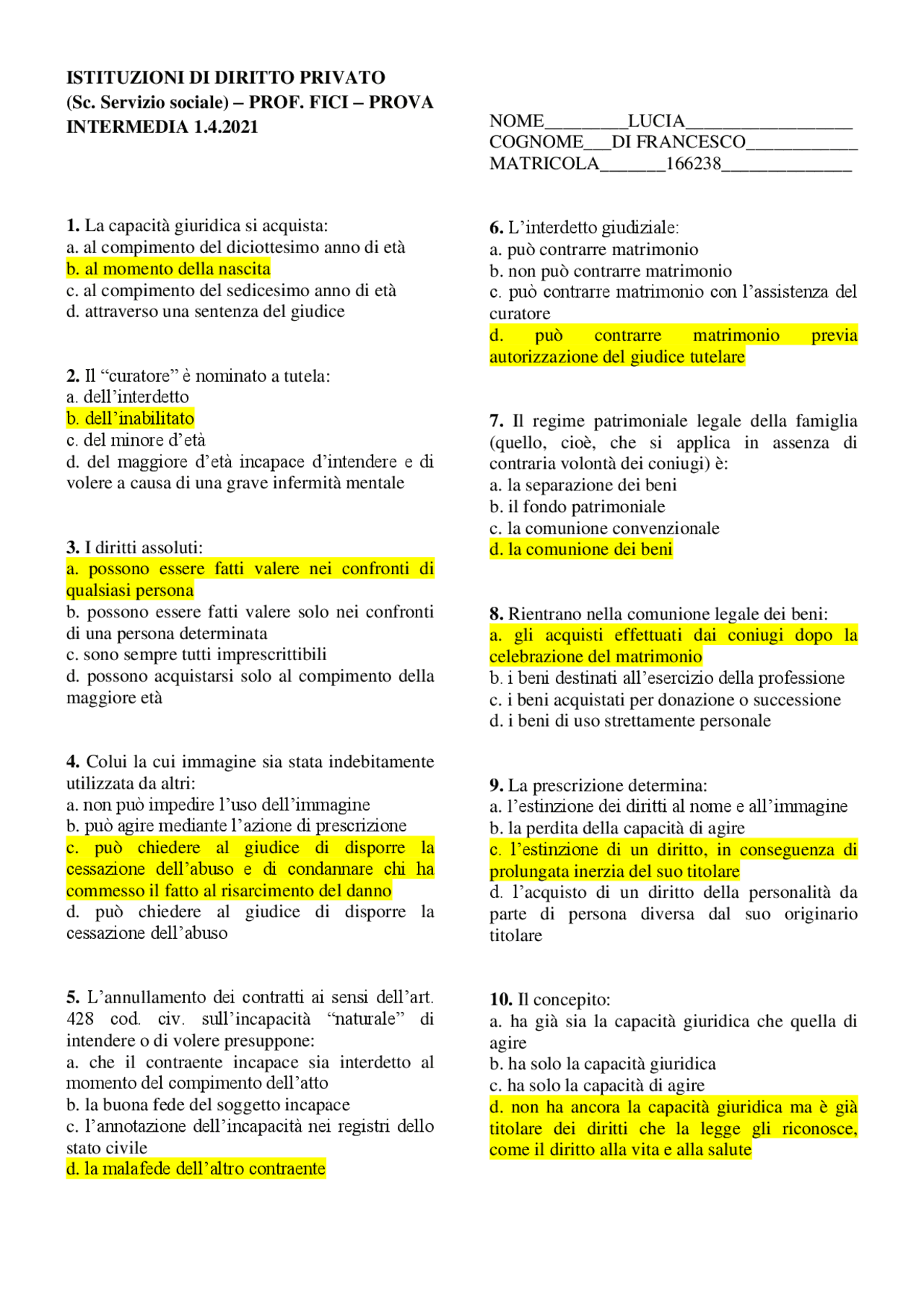 Diritto Privato Modulo 1 Sintesi Del Corso Di Diritto Privato Docsity