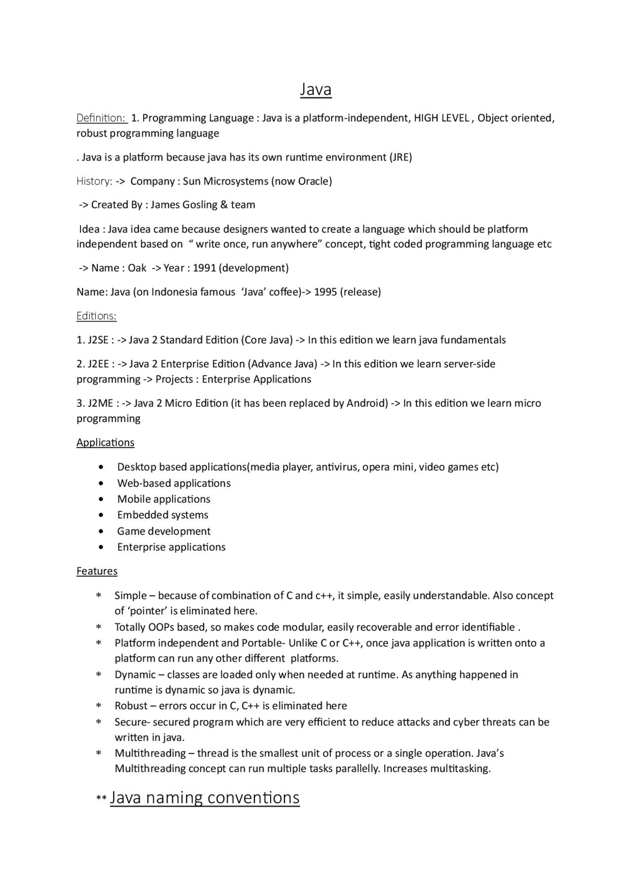 Java Notes On Object Oriented Programming Concepts Cheat Sheet Java Programming Docsity