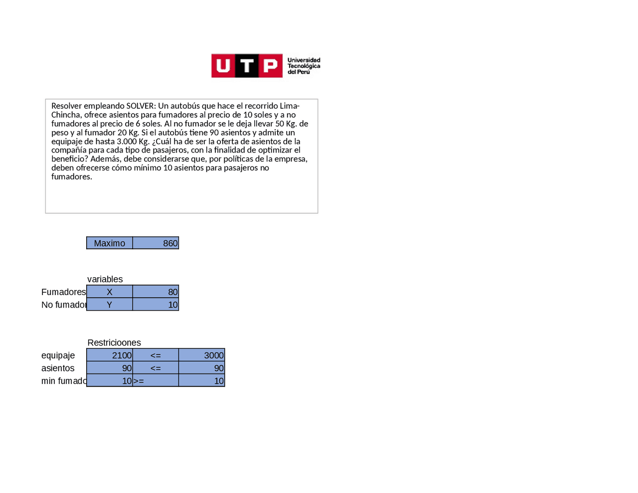 Tarea de excel solver | Ejercicios de Competencias en MS Microsoft Excel | Docsity