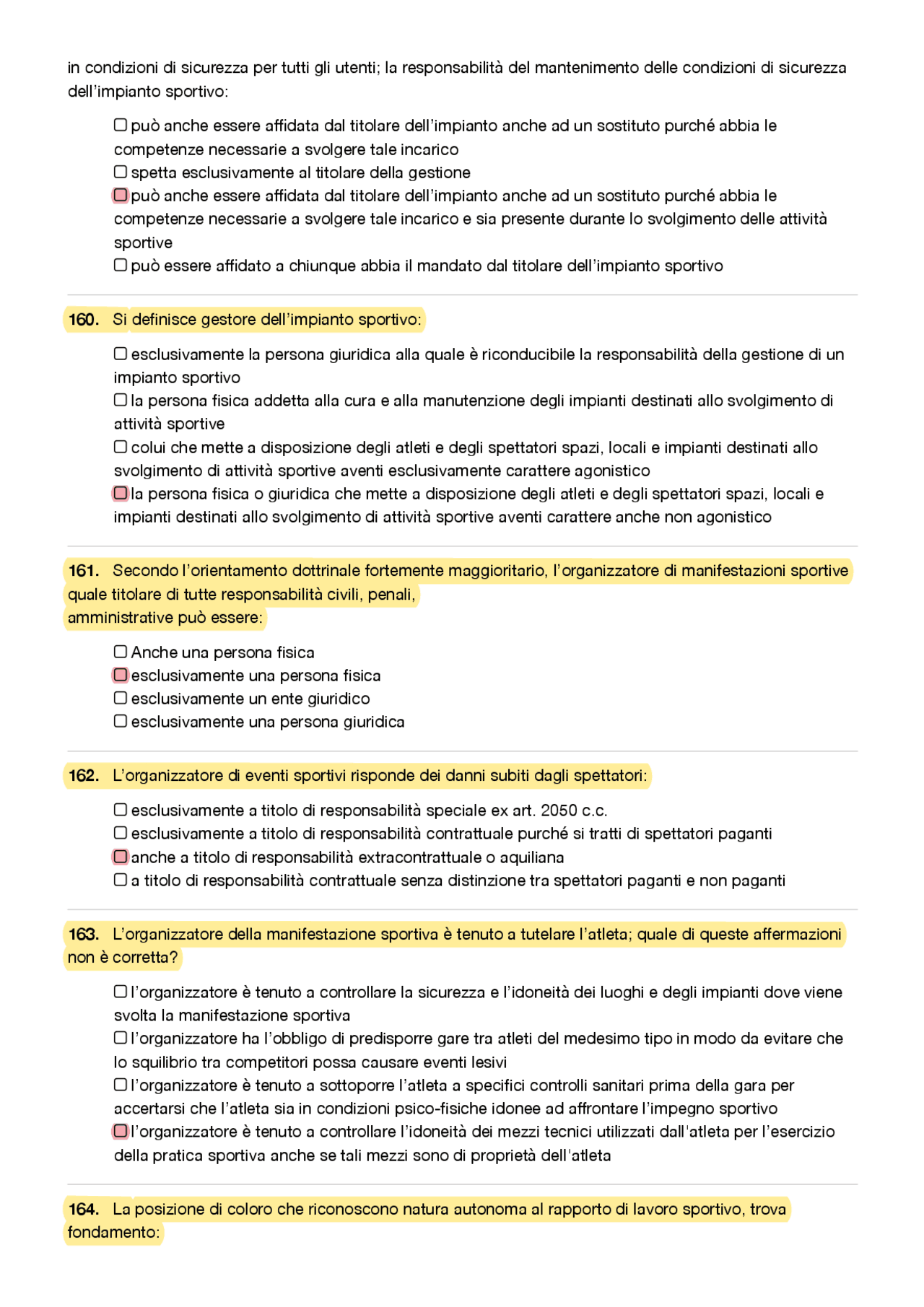 Quiz Domande Multiple Diritto Privato E Dello Sport N°28 Prove D