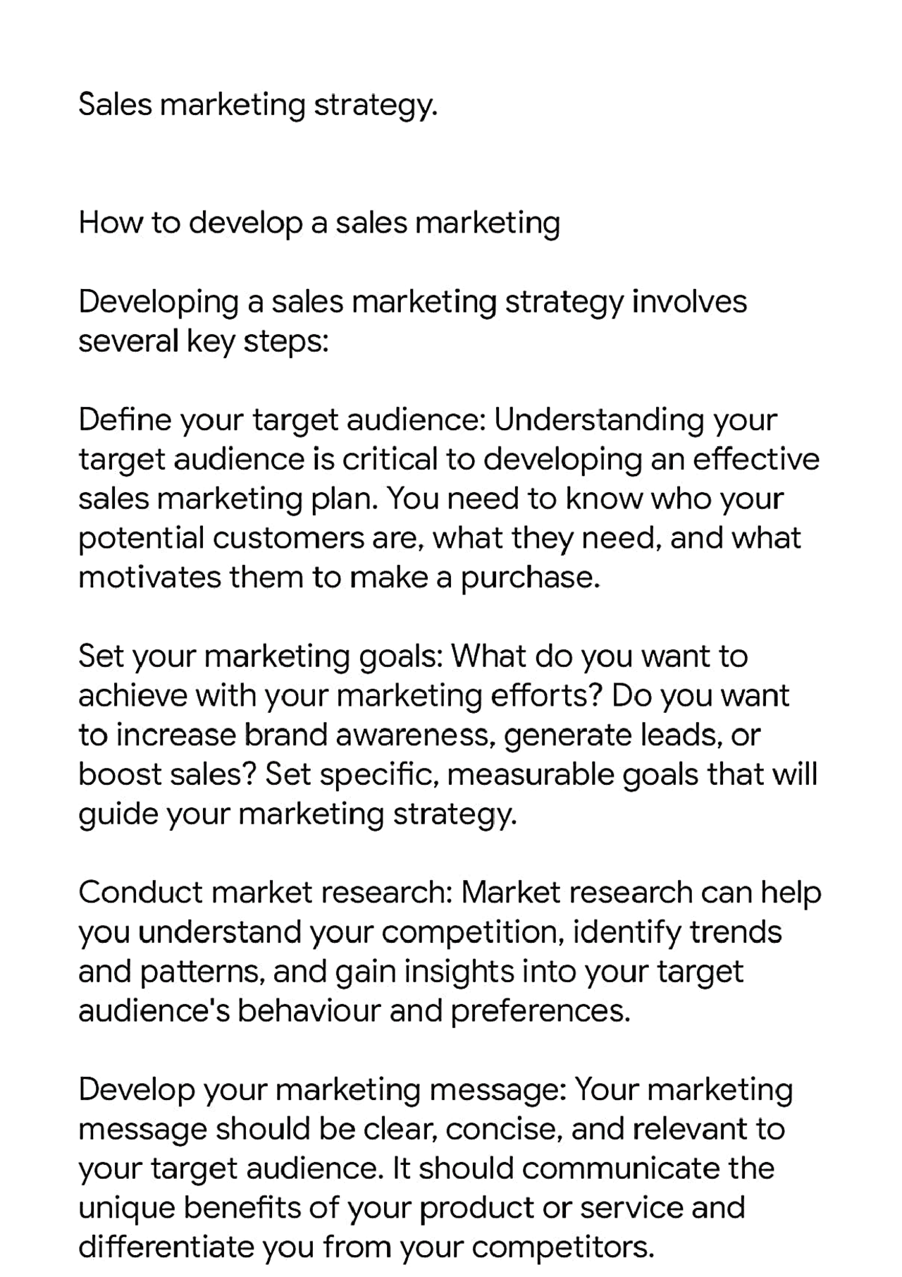 Sales Marketing Strategy | Cheat Sheet Business | Docsity