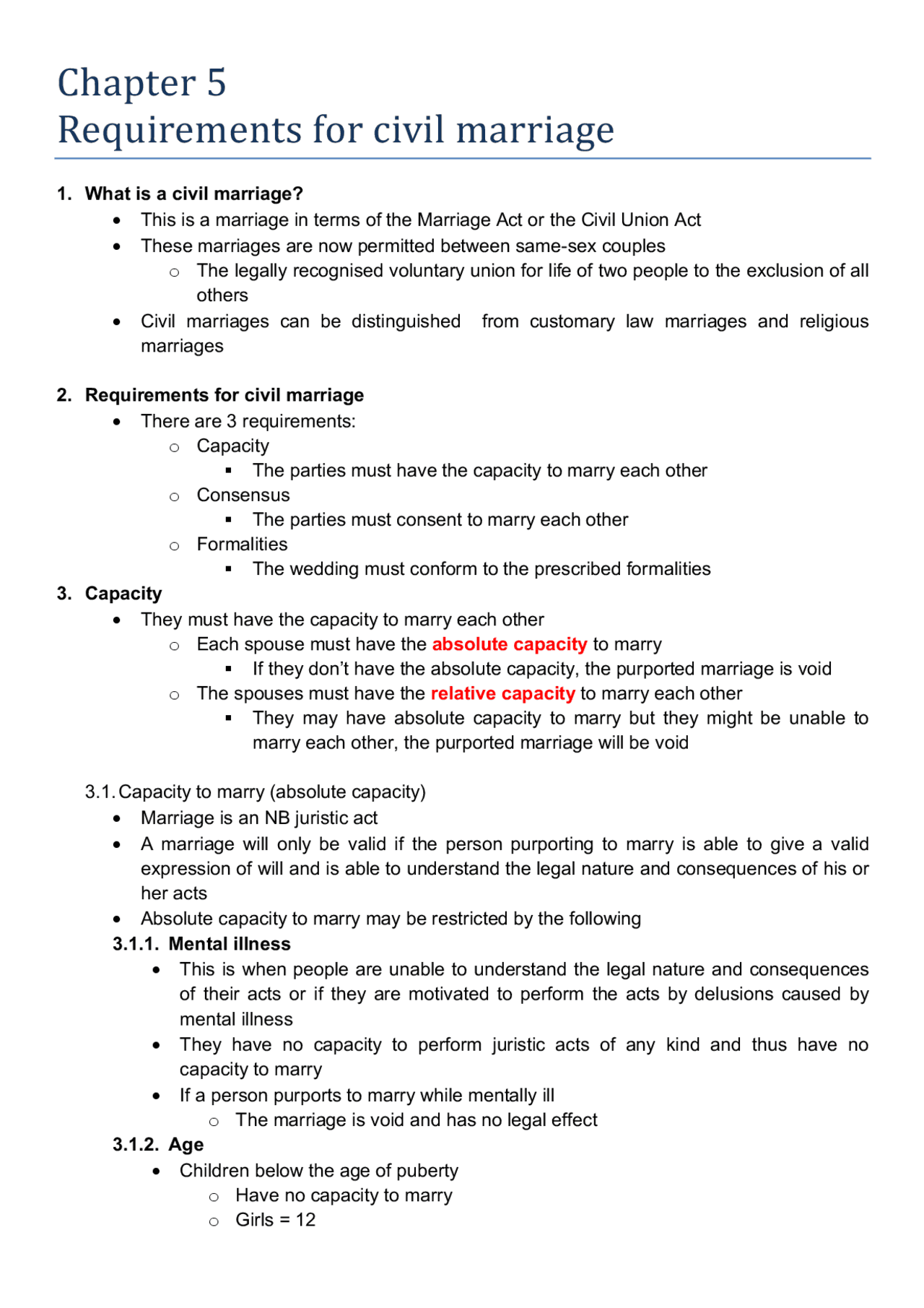 Family Law study notes | Lecture notes Family Law | Docsity