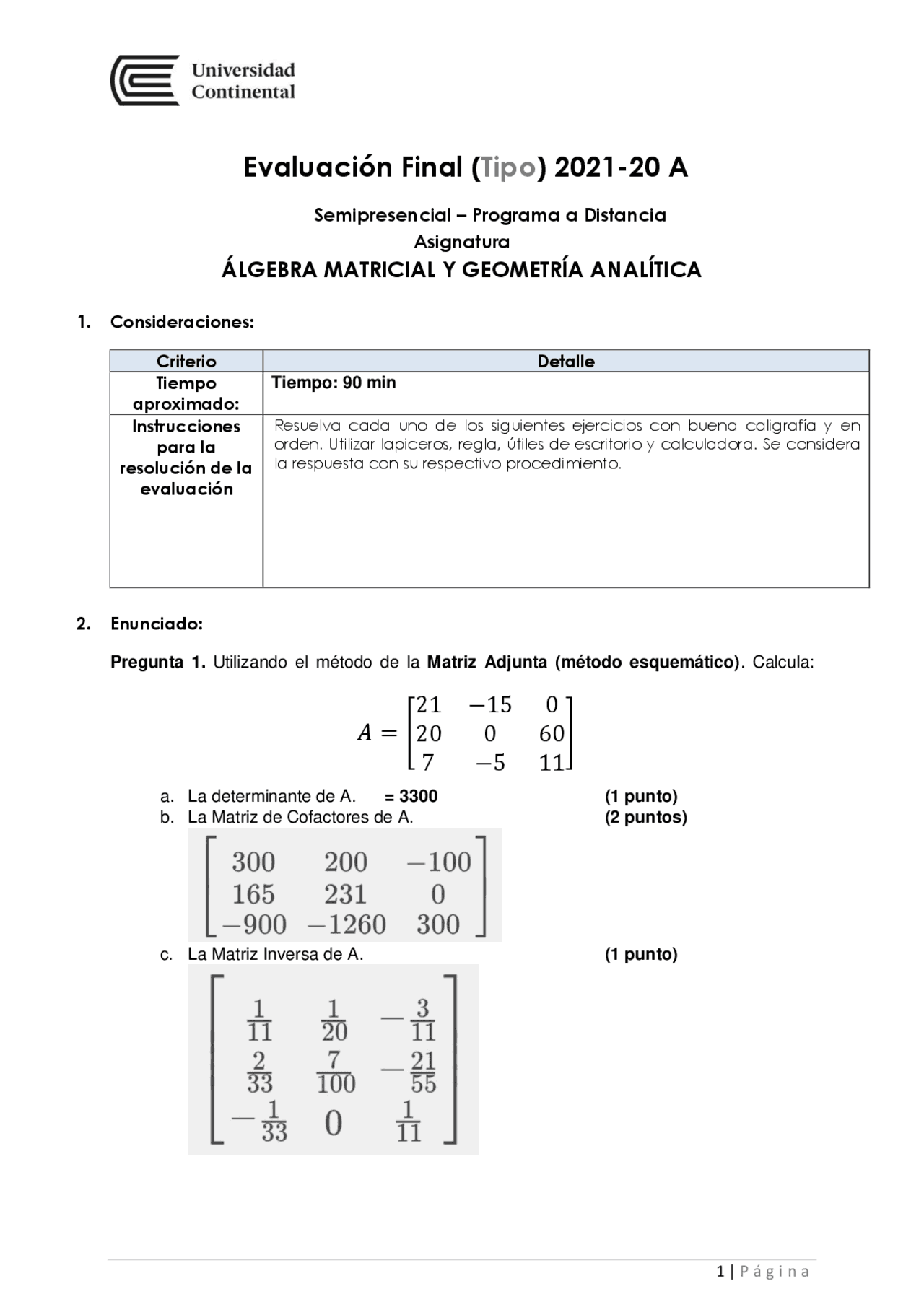 Evaluacion Final Algebra Exámenes De Álgebra Docsity