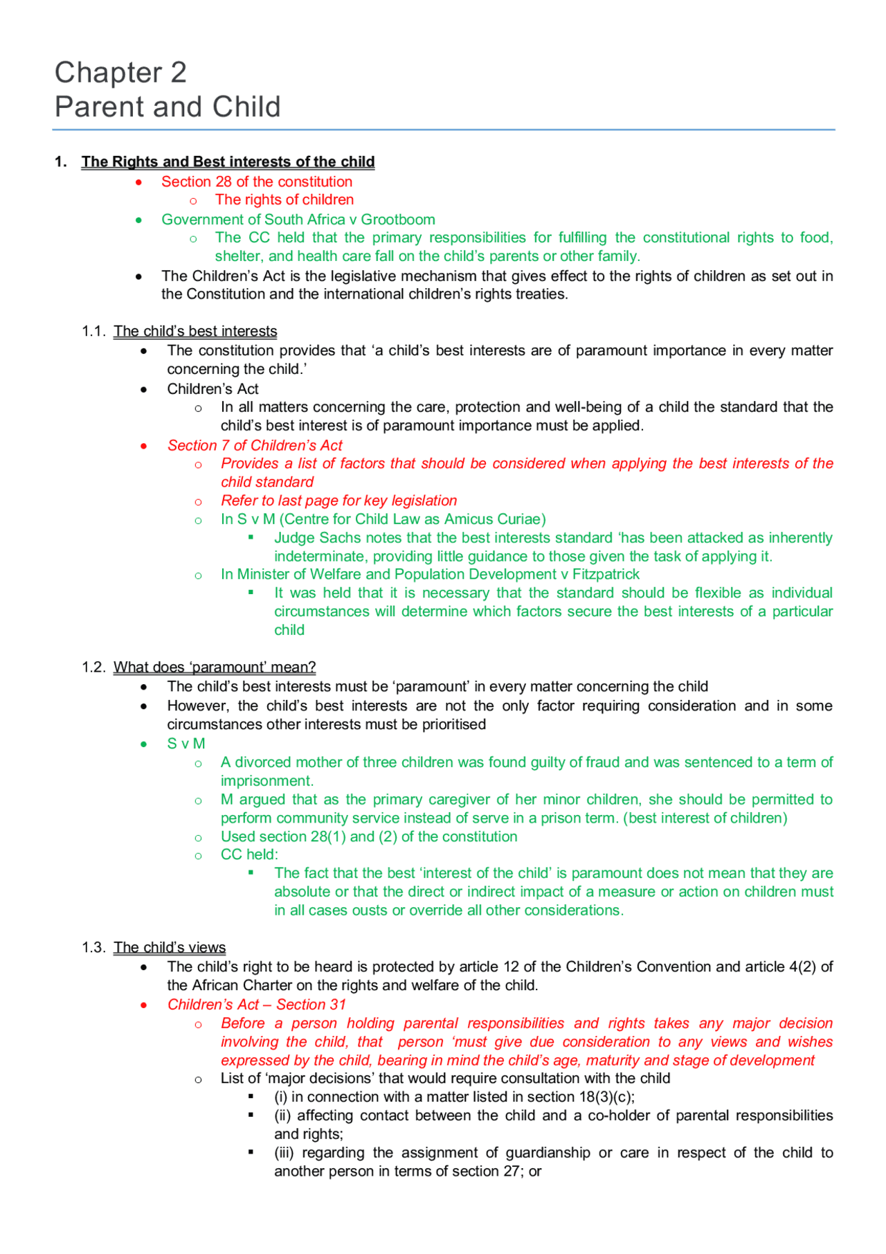 Family Law study notes | Lecture notes Family Law | Docsity