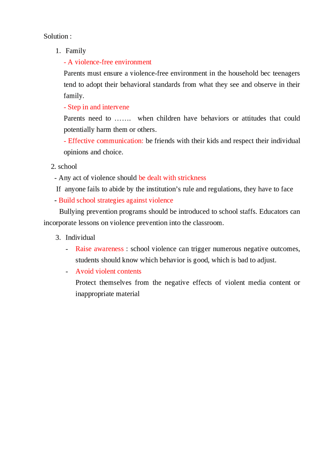 Solutions For School Violence Summaries Law Docsity