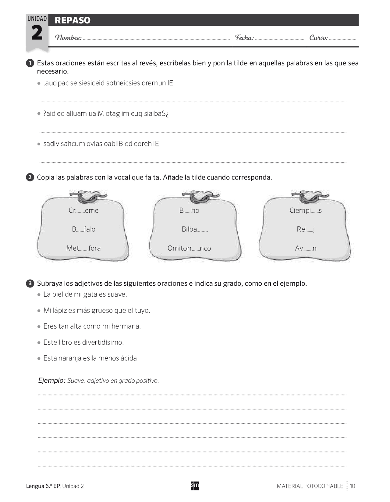 Ejercicios de prefijos y sufijos 6 de primaria | Ejercicios de Lengua y ...