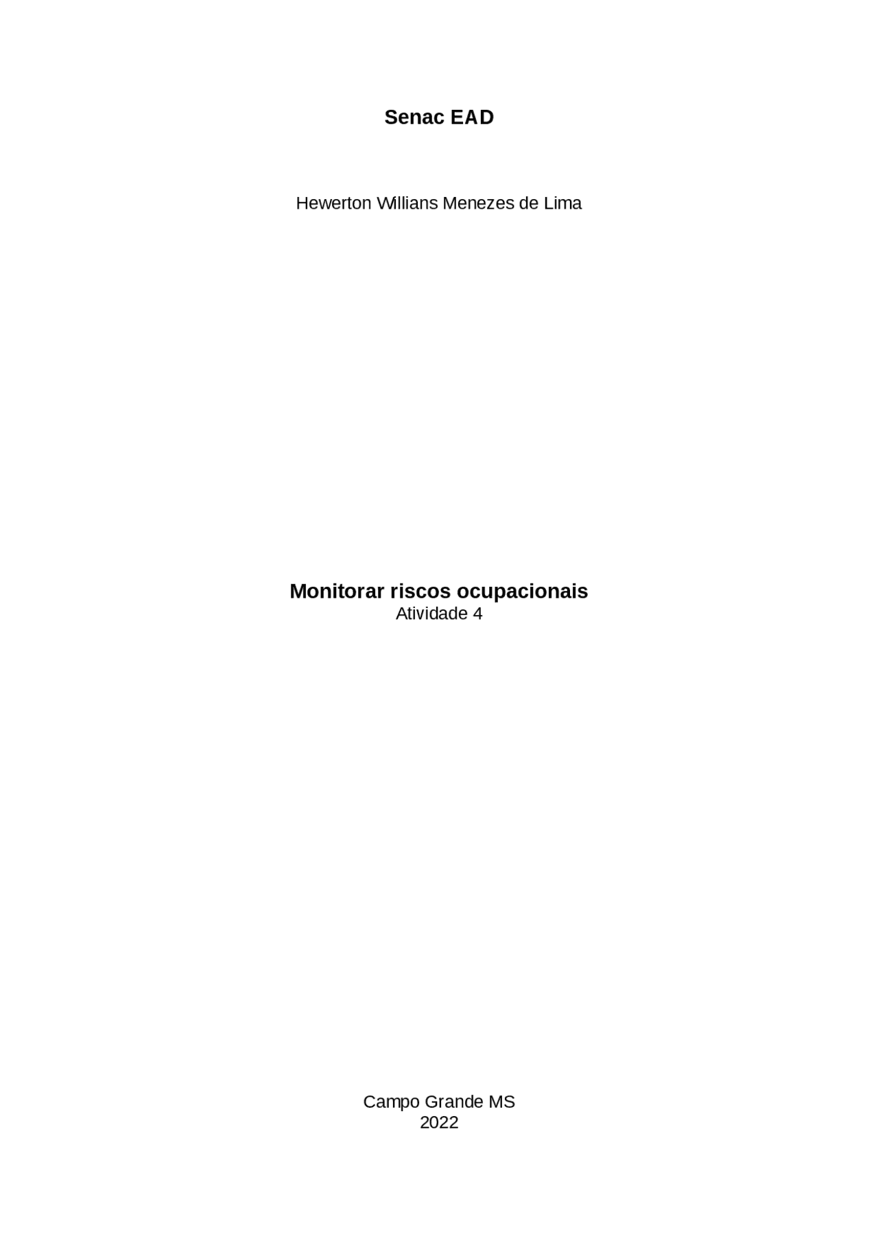 Monitorar Riscos Ocupacionais Exercises Workplace Safety Docsity