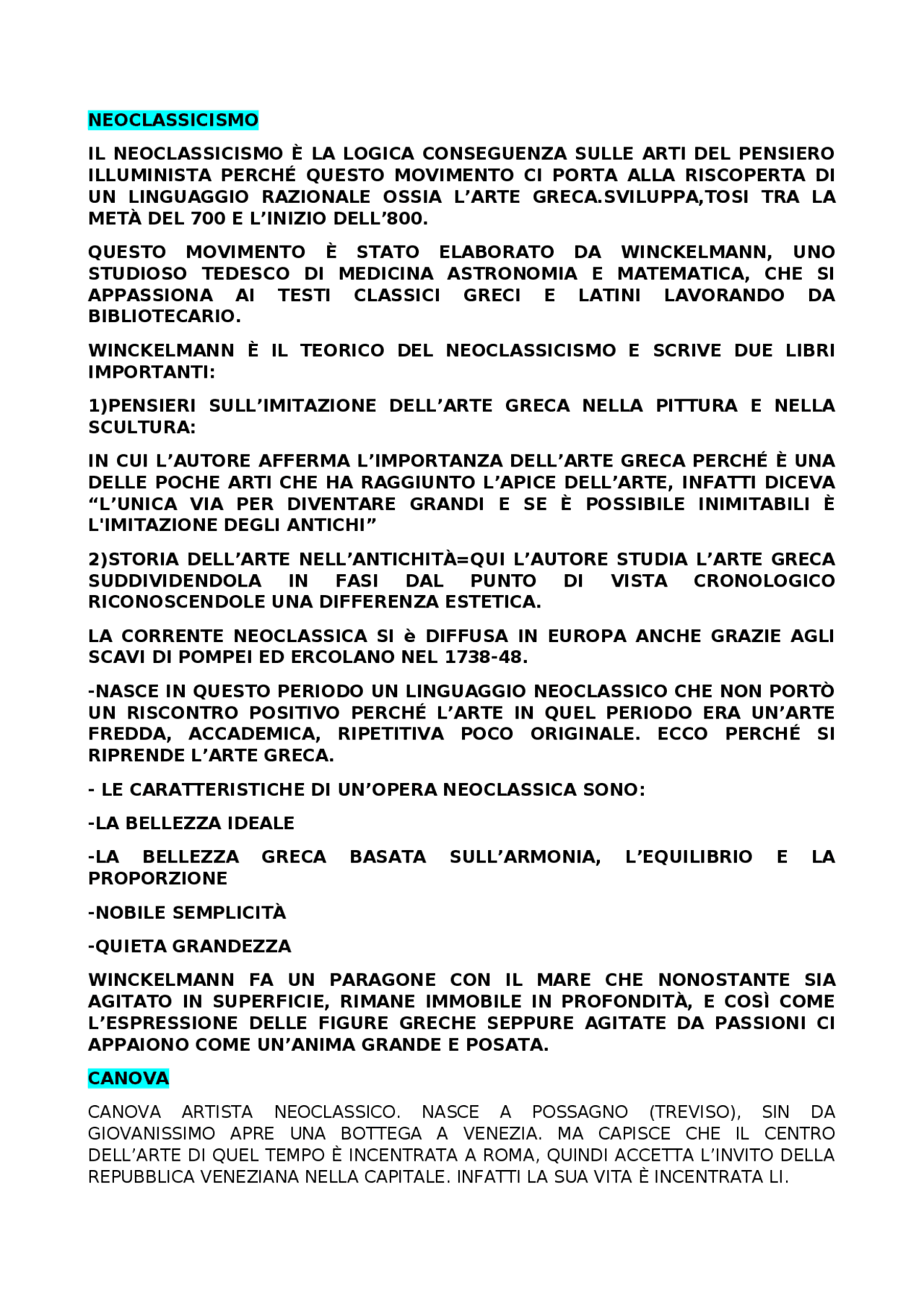 NEOCLASSICISMO, ANTONIO CANOVA E JACK LOUIS DAVID | Appunti di Arte e ...