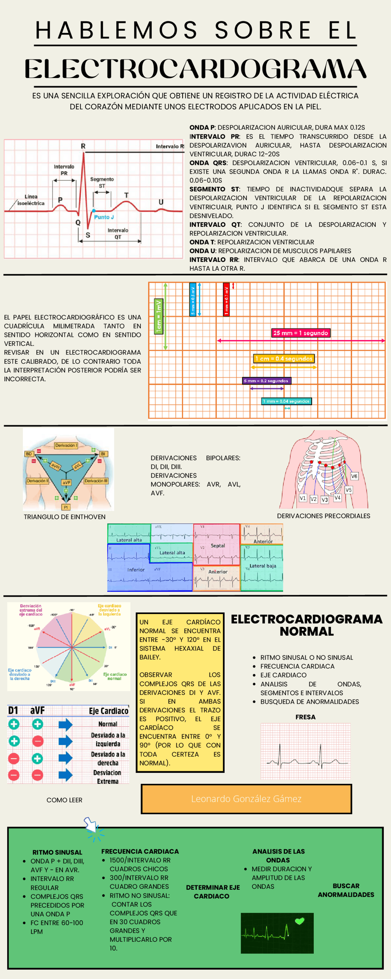 Electrocardiograma normal | Esquemas y mapas conceptuales de Medicina Interna | Docsity