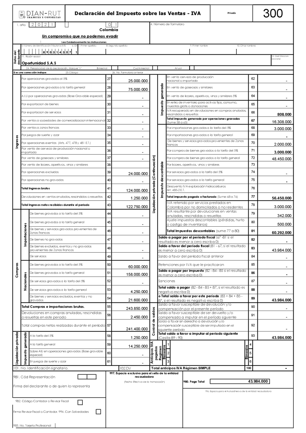 formato 210 y 350 de la dian | Ejercicios de Legislación Tributária ...