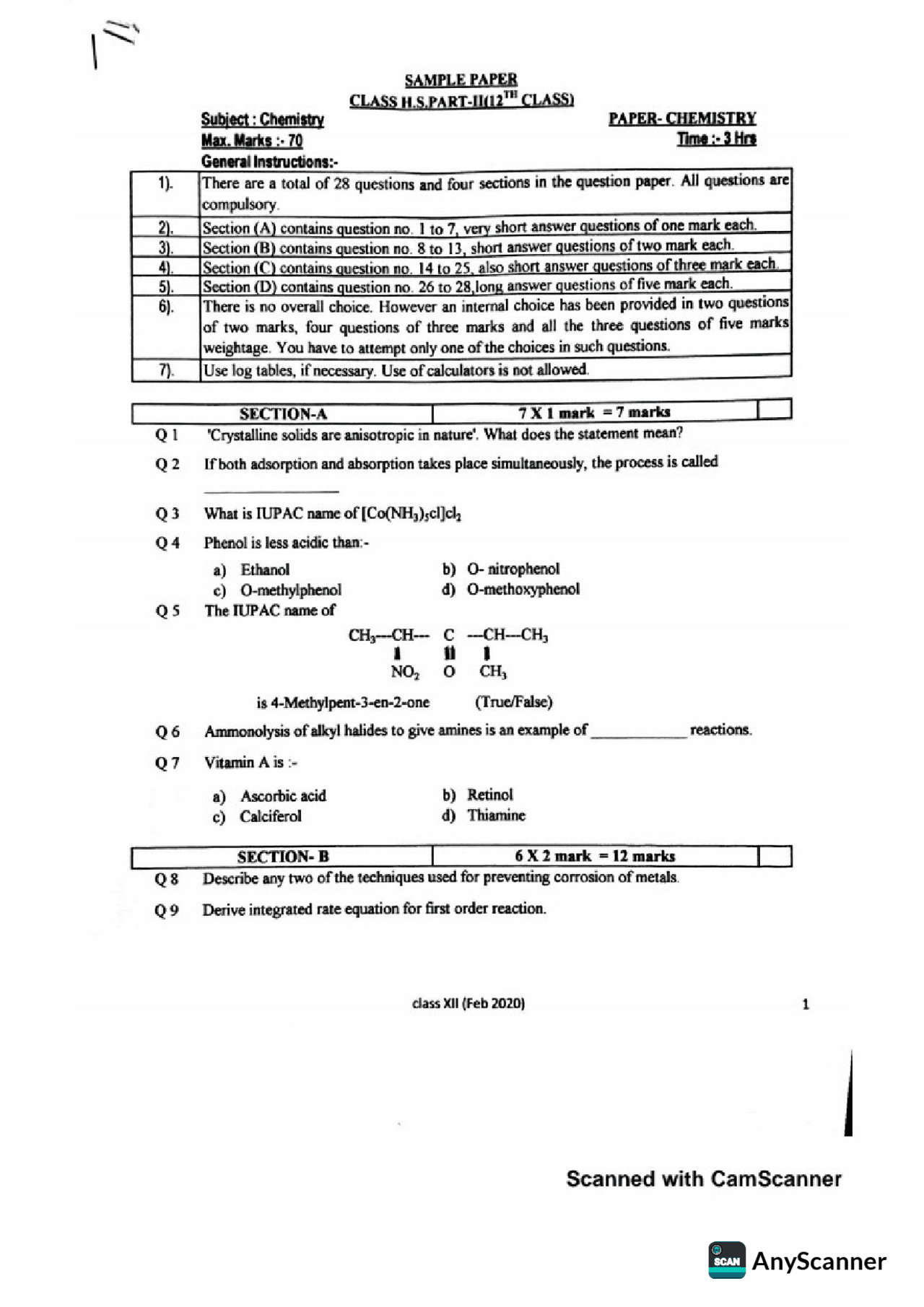 Chemistry model question paper important | High school final essays ...
