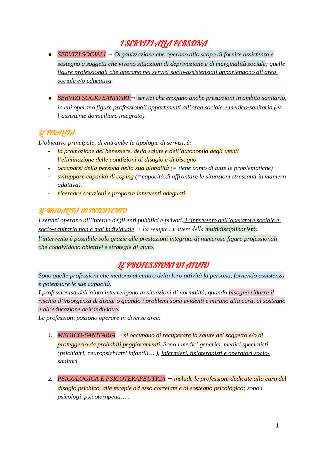 La figura professionale del'OSS | Appunti di Psicologia | Docsity