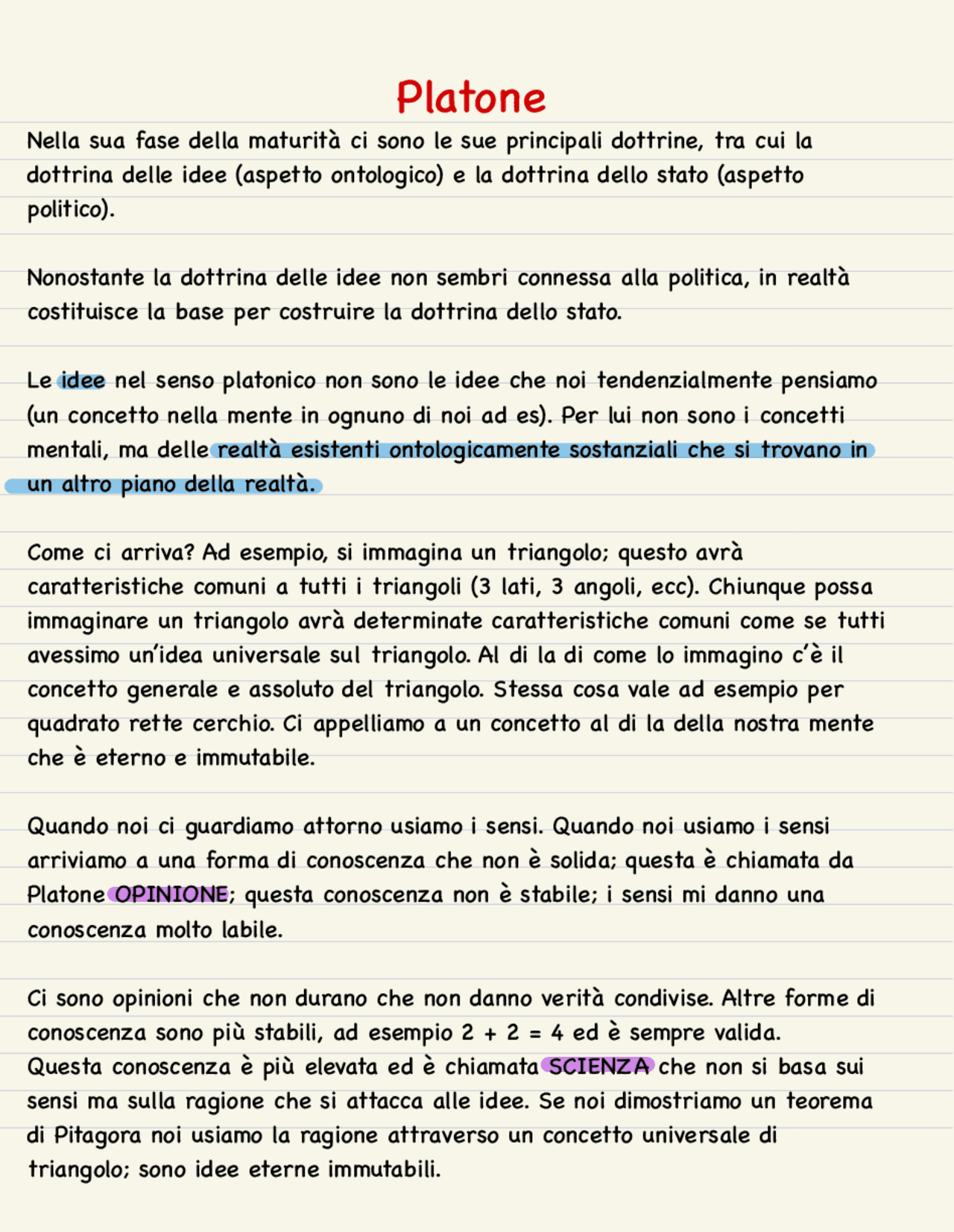 Appunti di filosofia su Platone | Appunti di Filosofia | Docsity