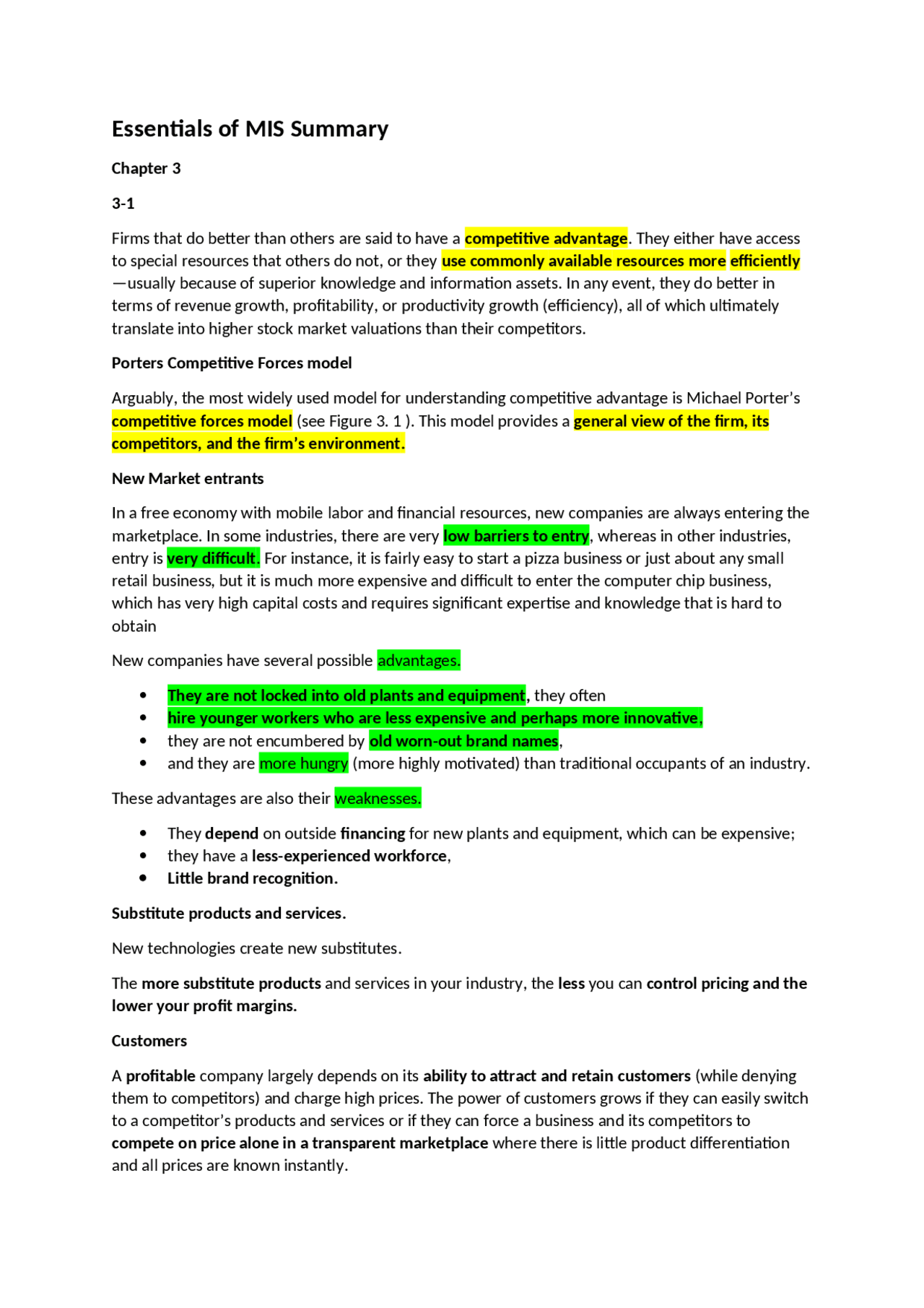 MIS Summary chapter 3,6,7,9,11 | Summaries Information Systems | Docsity