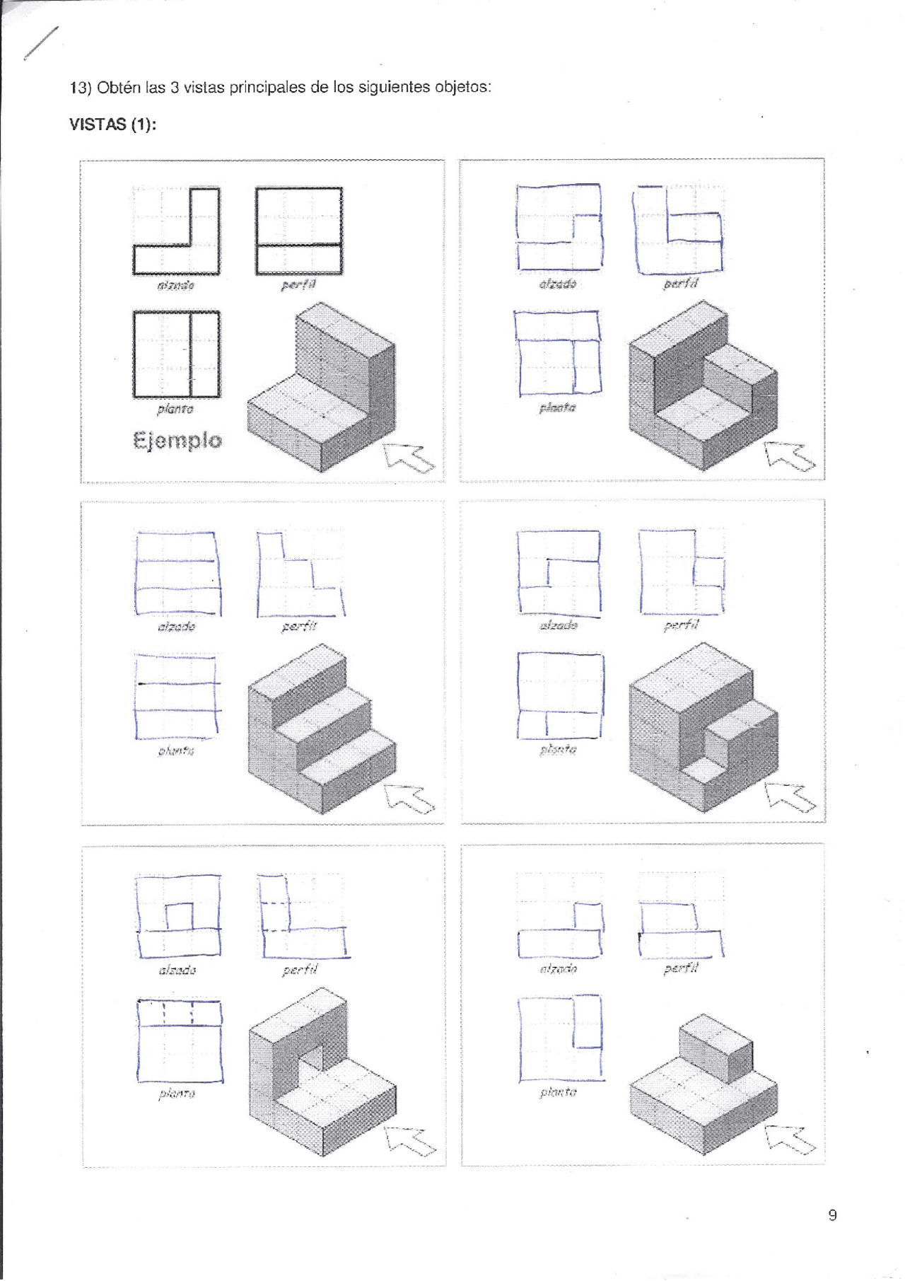 Ejercicios de vistas | Ejercicios de Dibujo técnico | Docsity