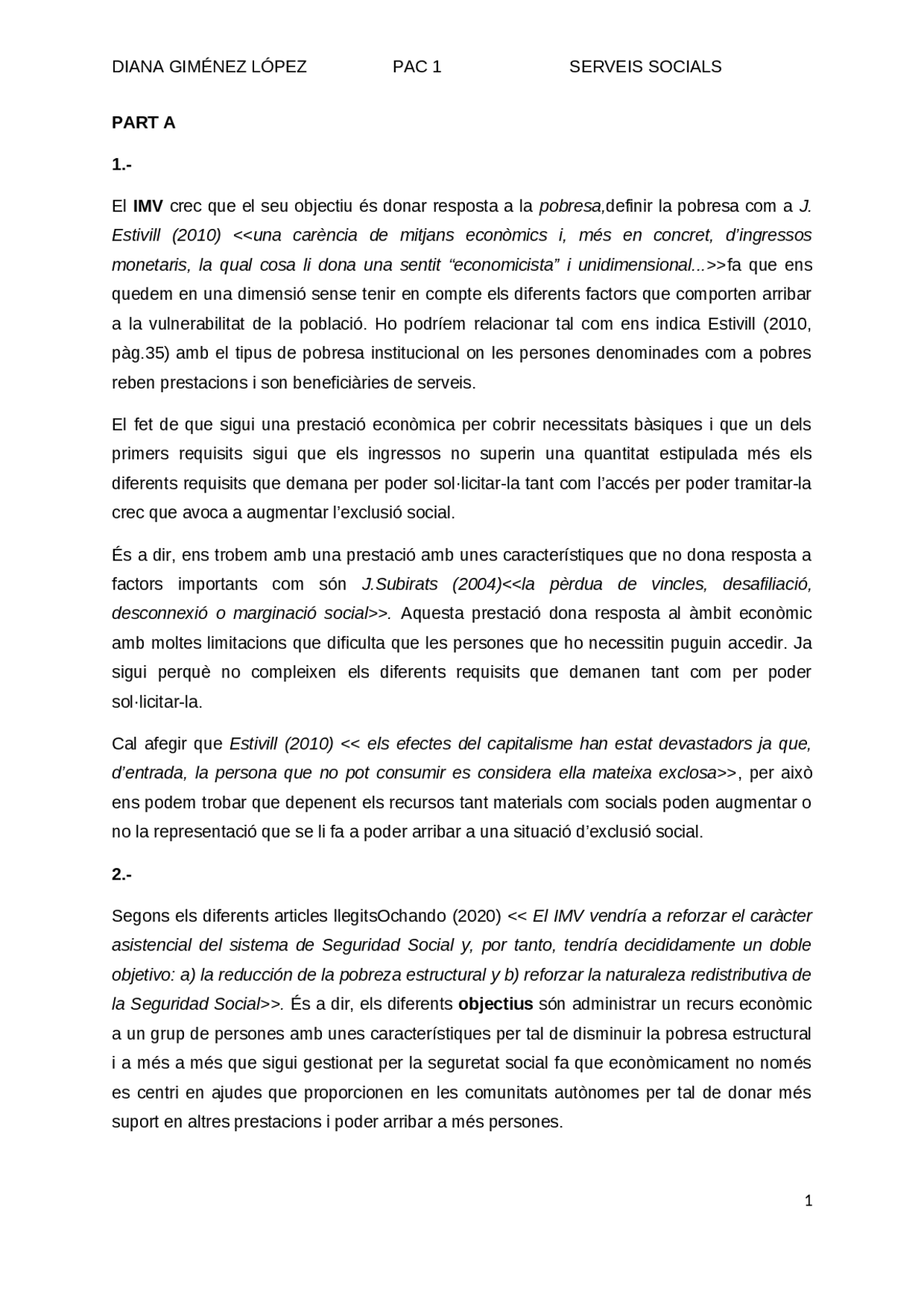 Pac 1 Serveis Socials Ejercicios De Ciencias De La Educación Docsity