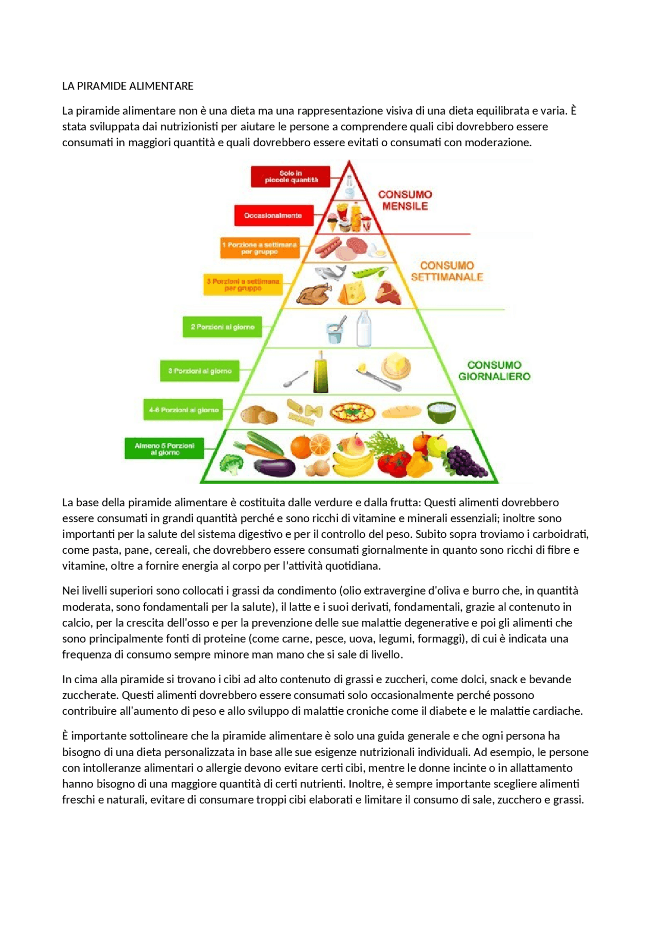 La Piramide alimentare | Schemi e mappe concettuali di Educazione ...