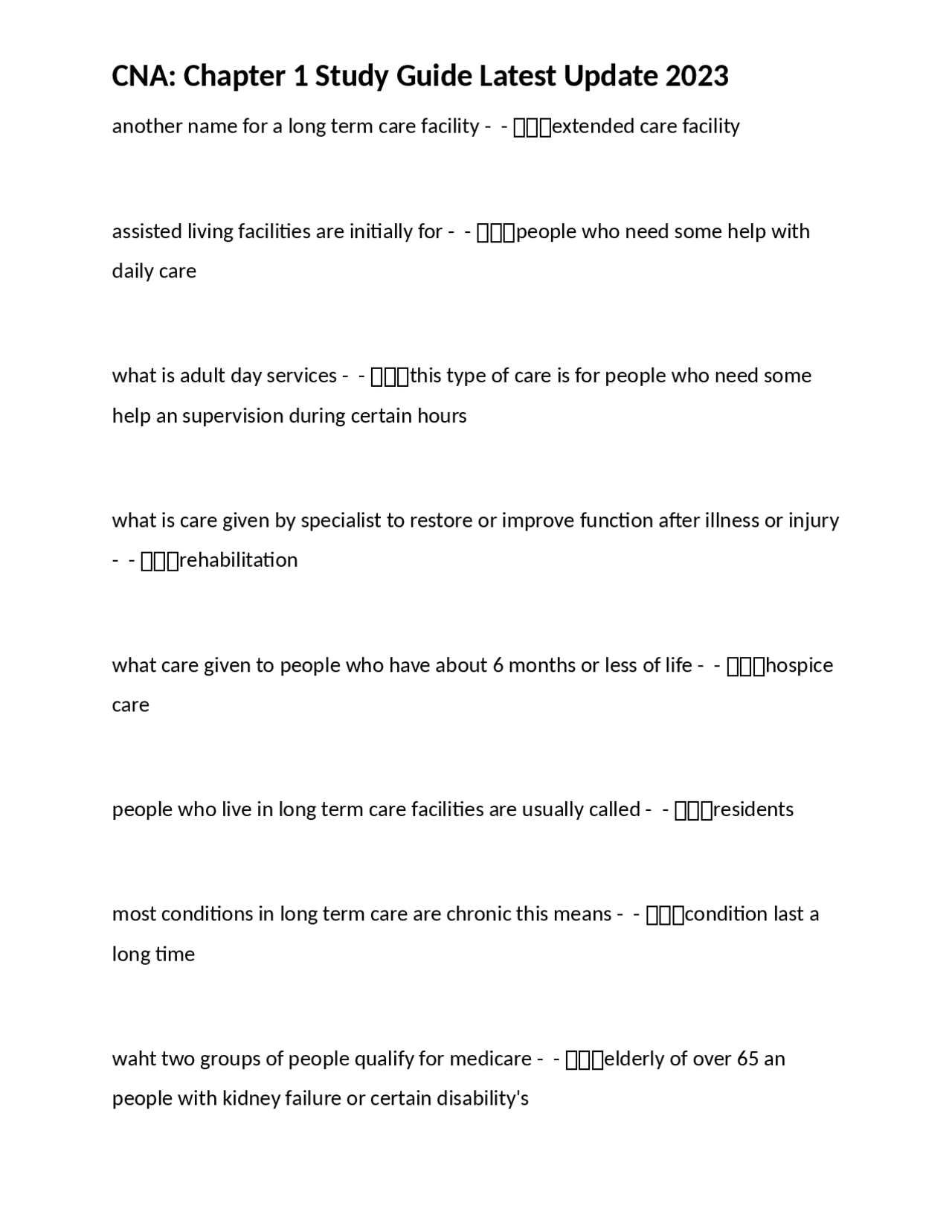 CNA: Chapter 1 Study Guide Latest Update 2023 | Exams Nursing | Docsity