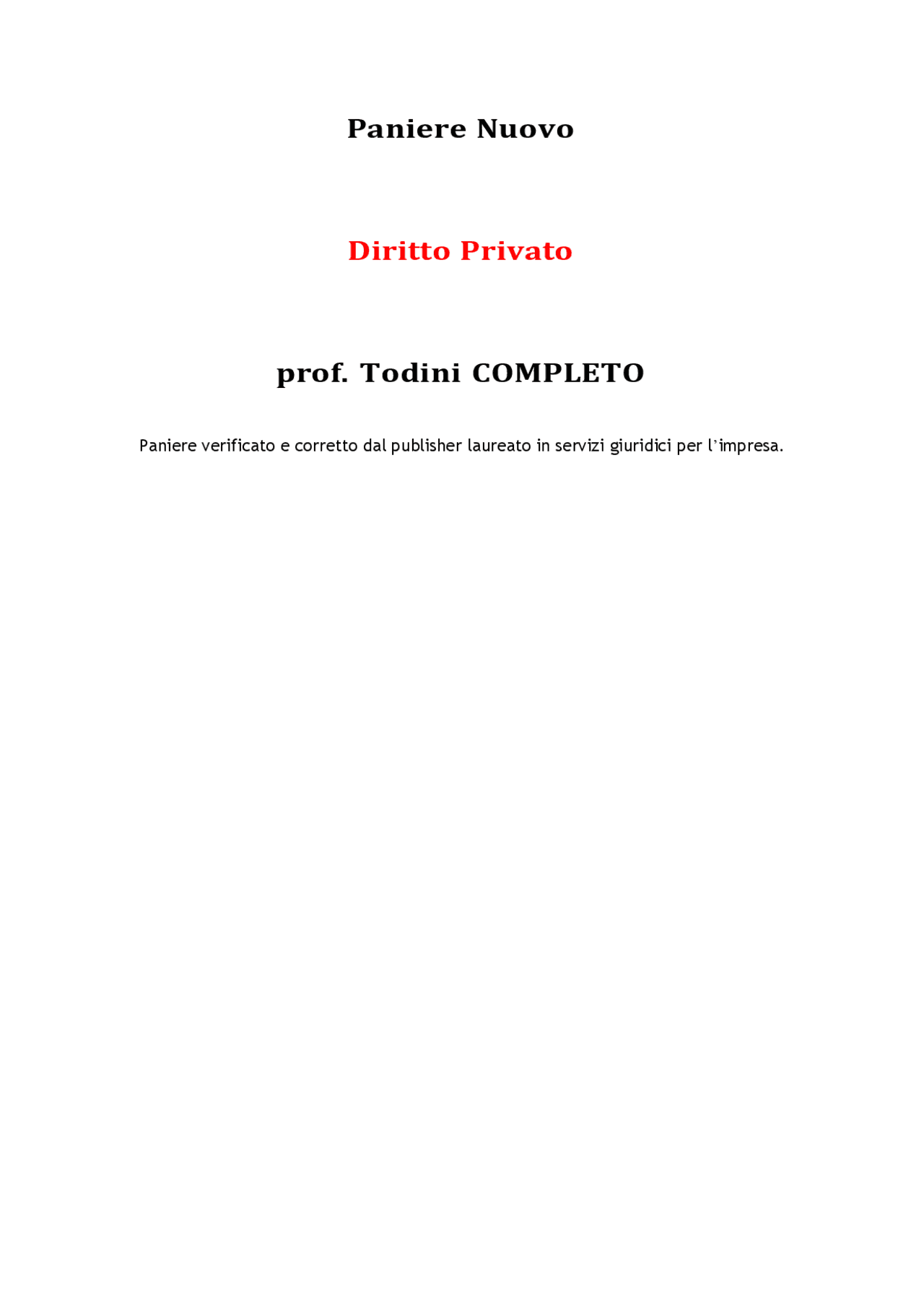 Paniere Diritto Privato prof. Todini Completo quiz + aperte | Panieri di Diritto Privato | Docsity
