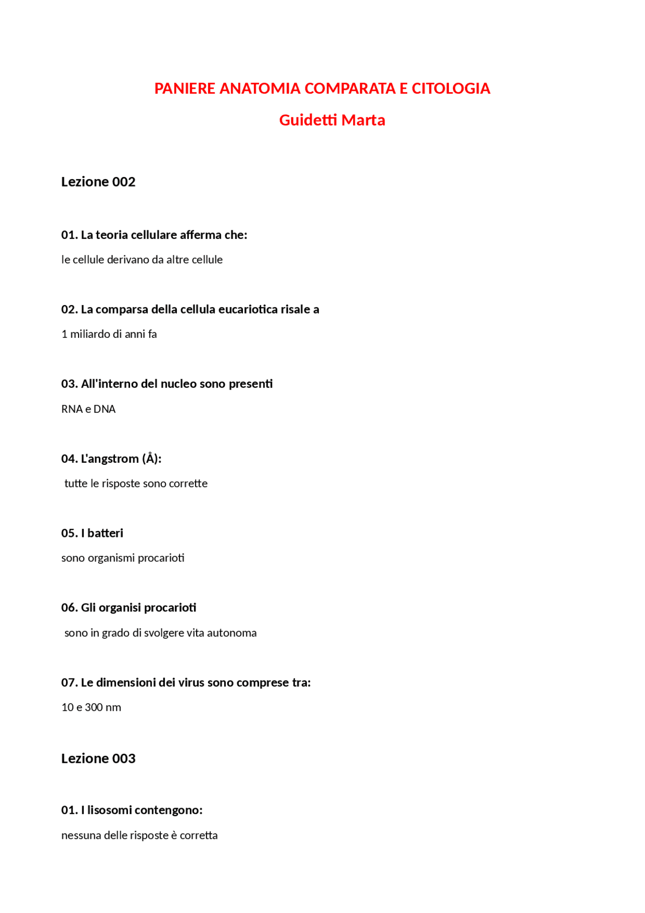 Domande Chiuse Di Anatomia Comparata E Citologia Aggiornate 042023