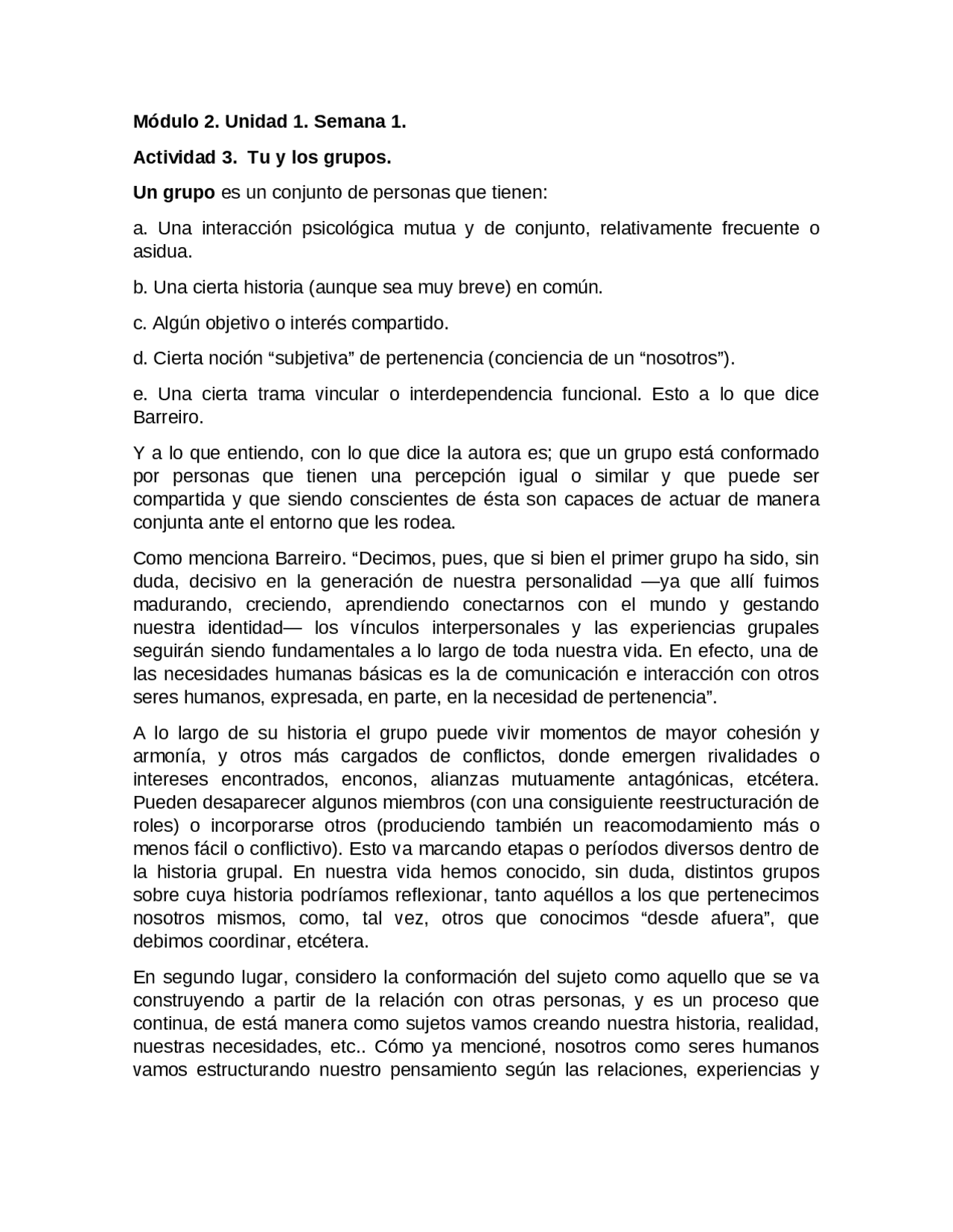 Módulo 2. Unidad 1. Semana 1. Actividad 3. Tu y los grupos. | Apuntes ...