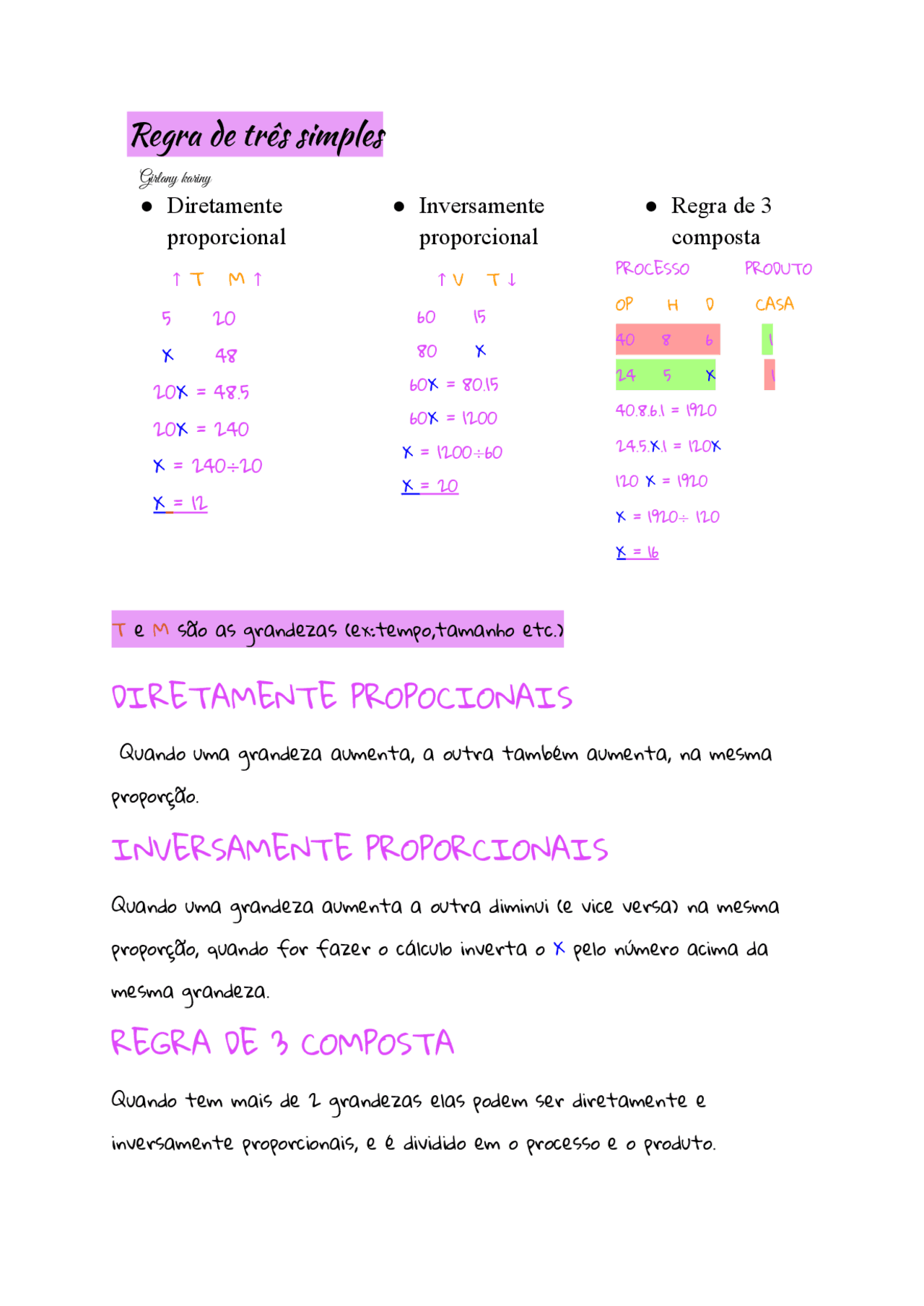 Regra de três simples e composta, com exemplos | Resumos Matemática ...