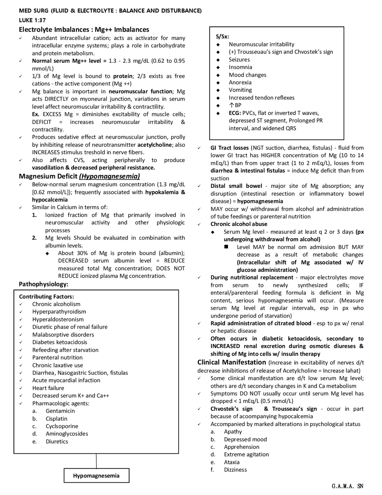 Electrolyte Imbalances Medical Surgical in Nursing | Lecture notes ...