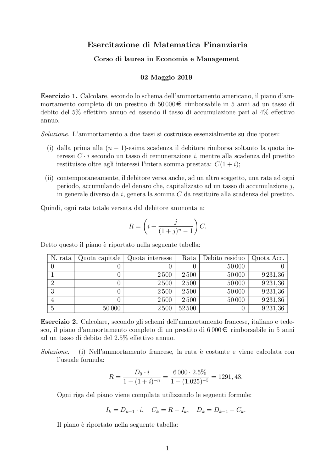 Mathematical Finance Exercises | Summaries Law | Docsity