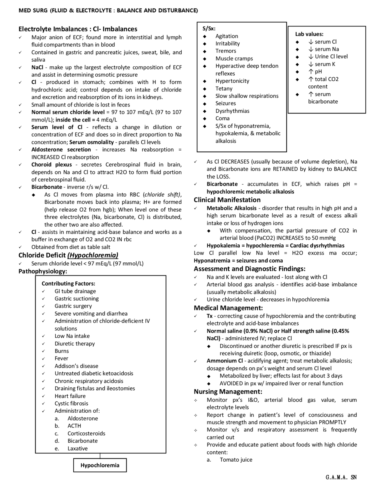 Medical Surgical in Nursing Electrolyte Imbalances | Lecture notes ...
