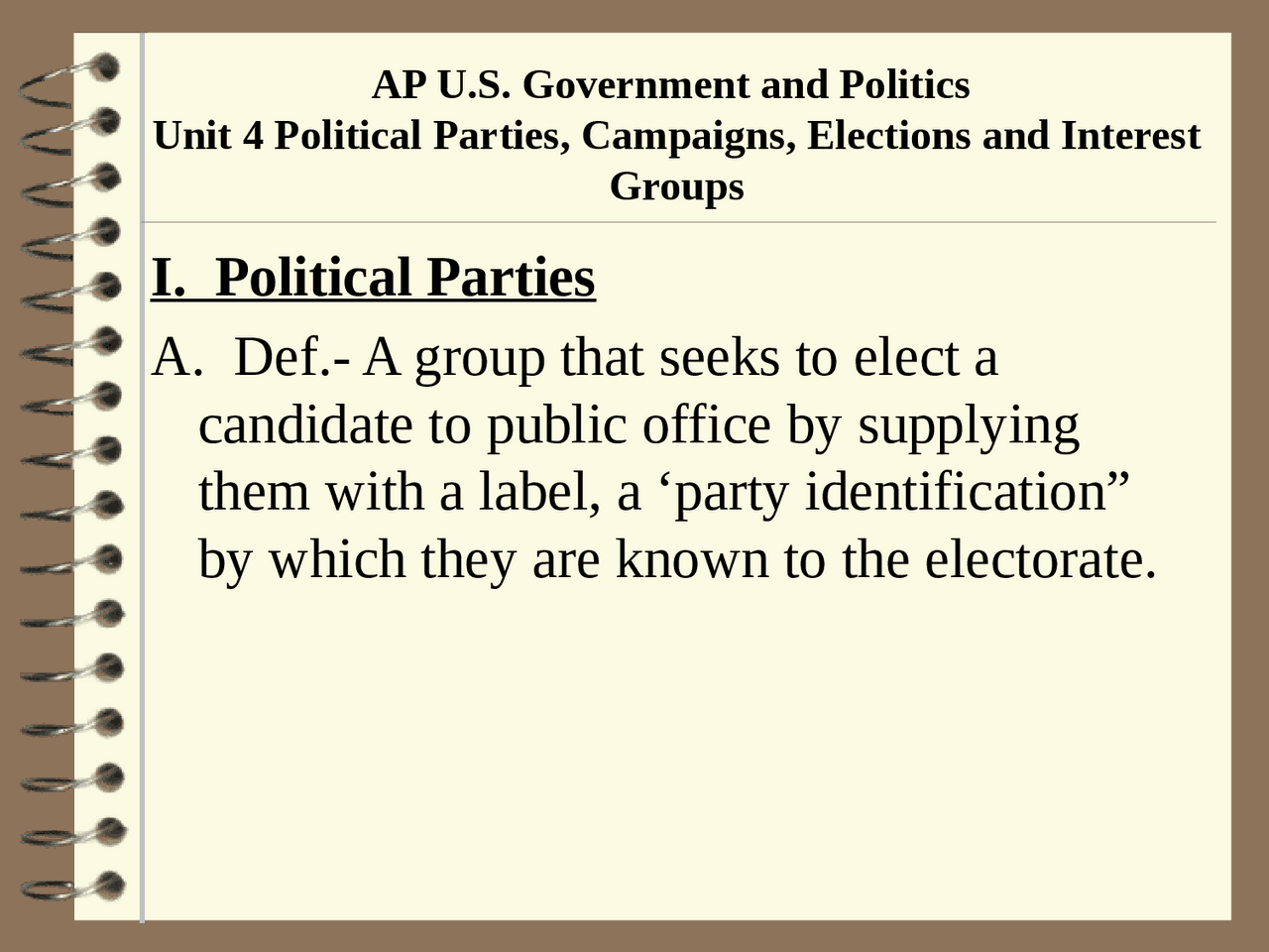 History slides on USA government history | Study notes History | Docsity