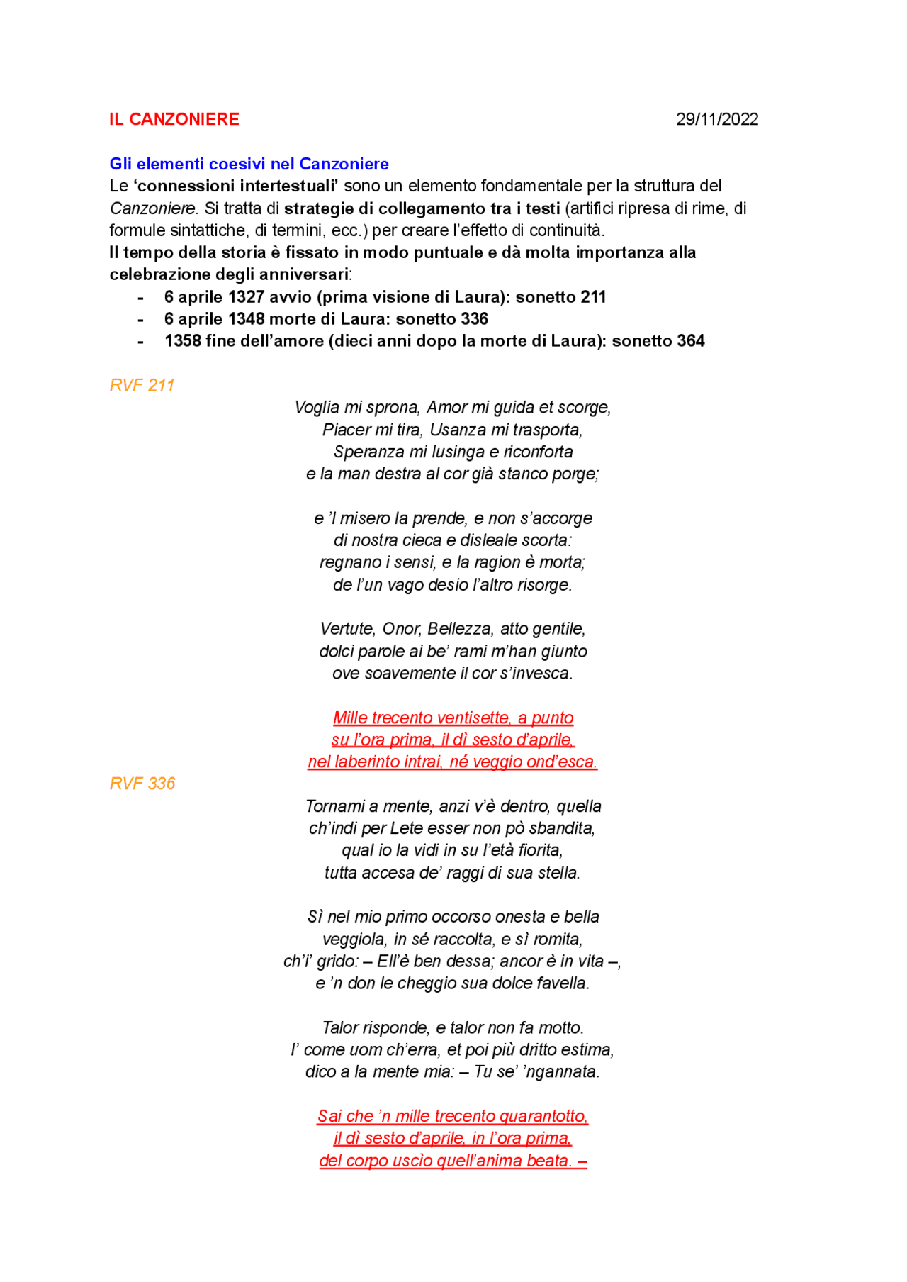 Il Canzoniere, Francesco Petrarca | Appunti di Letteratura Italiana ...