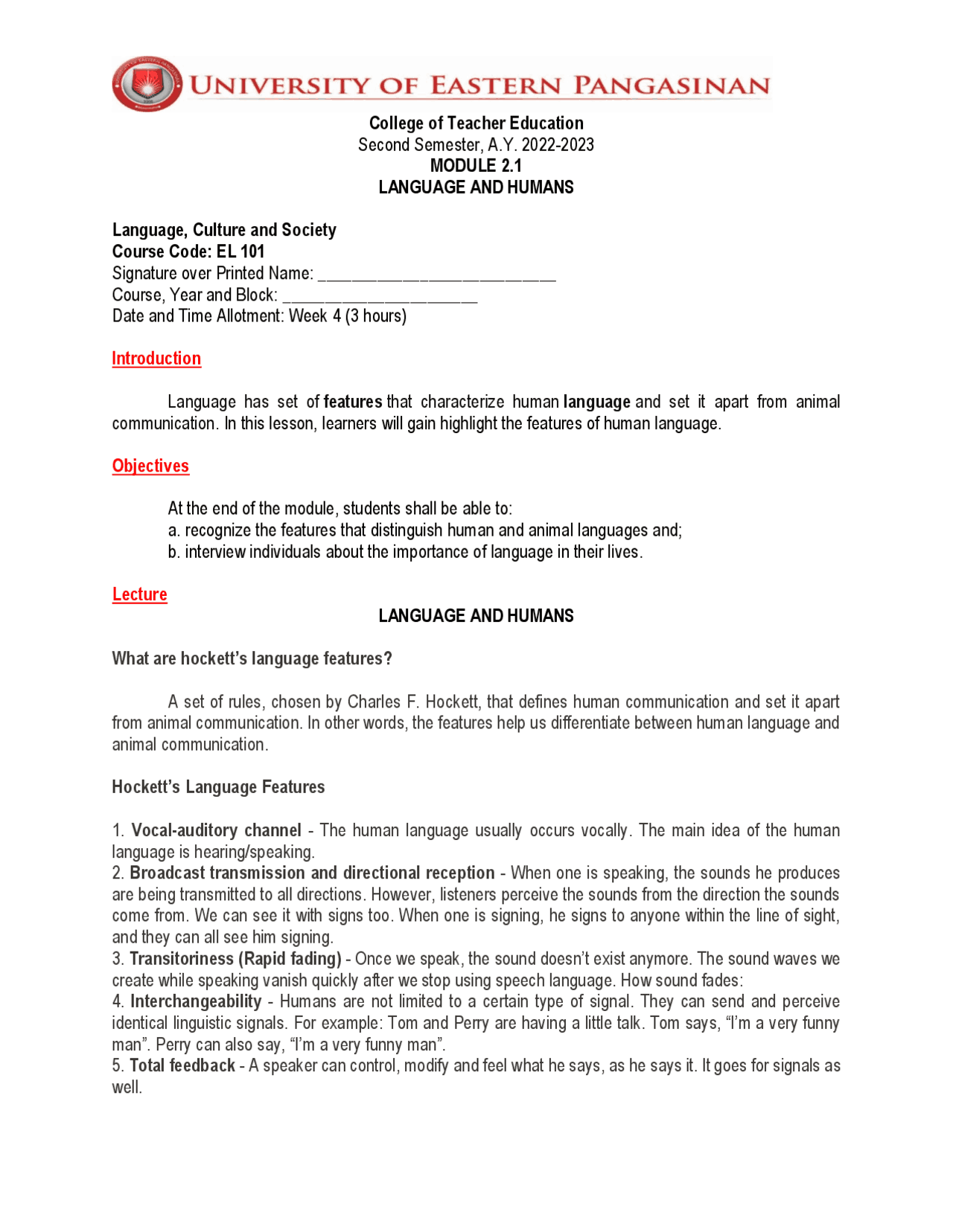 Module 2.1 Linguistics | Lecture notes Linguistics | Docsity