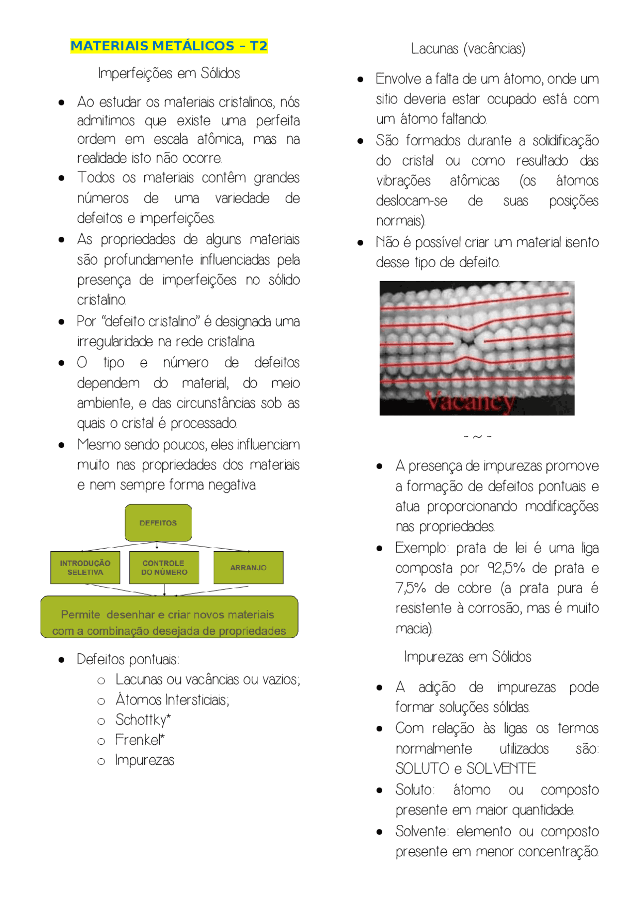 Metais Resumo Segundo Resumos Engenharia De Materiais Docsity