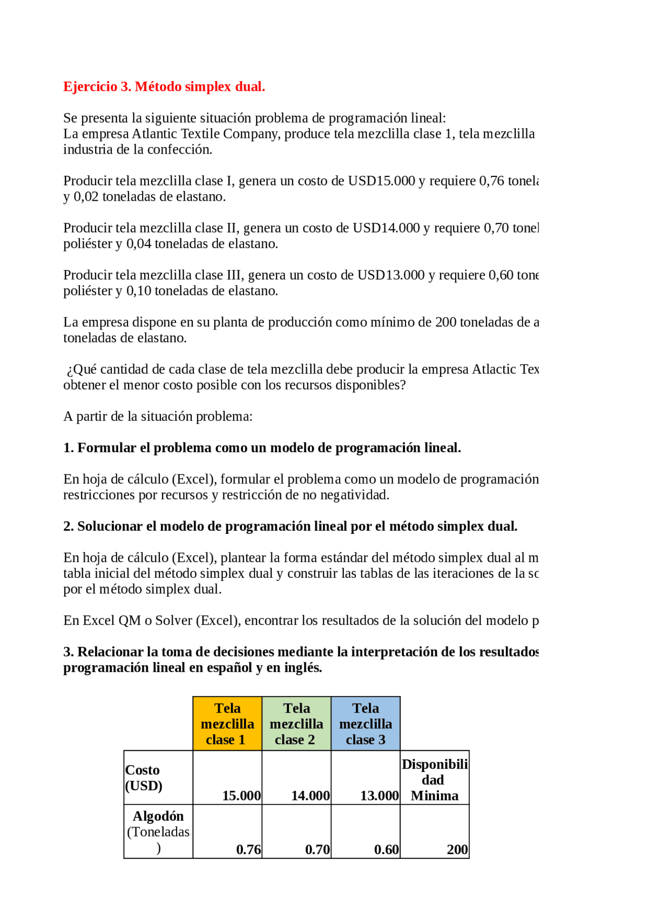 Método simplex primal método simplex artificial | Ejercicios de Programación Lineal | Docsity