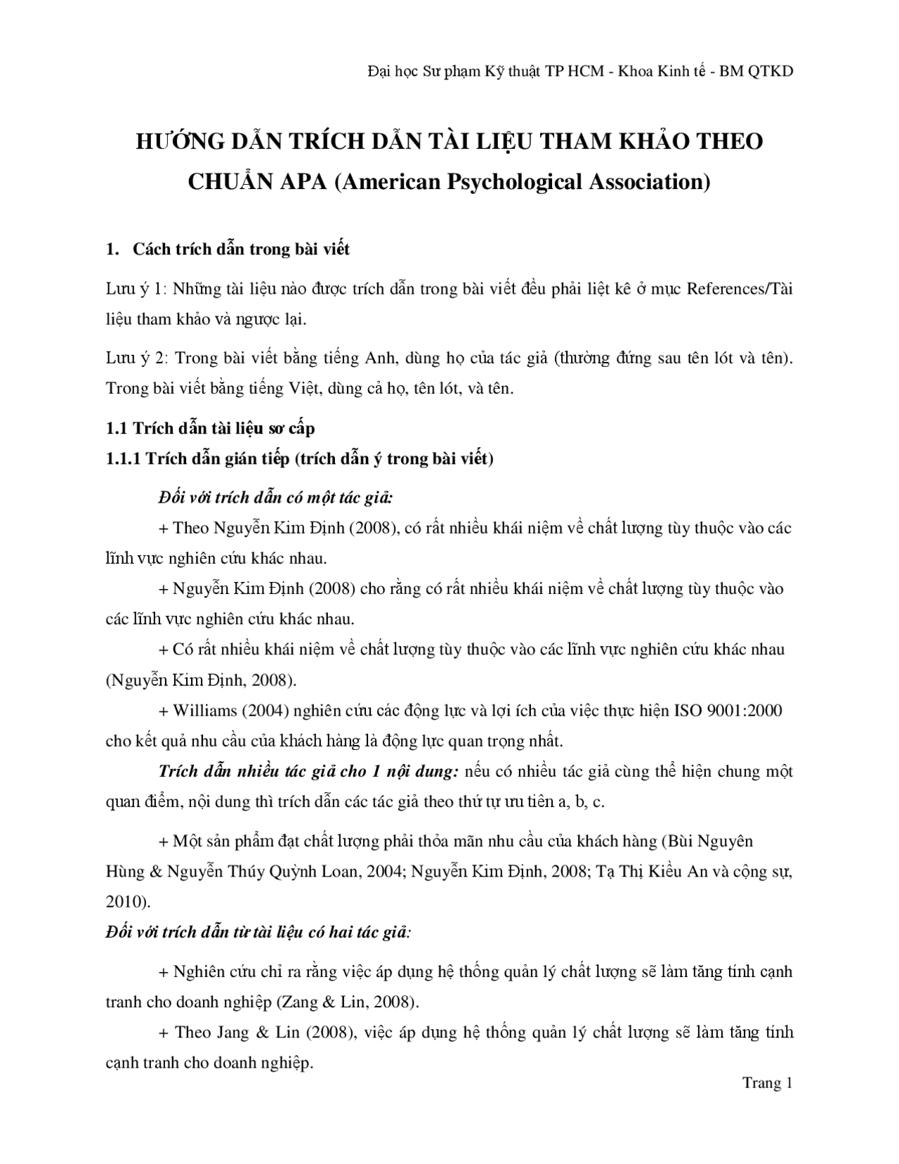 Guide to quoting and recording references according to APA standards ...