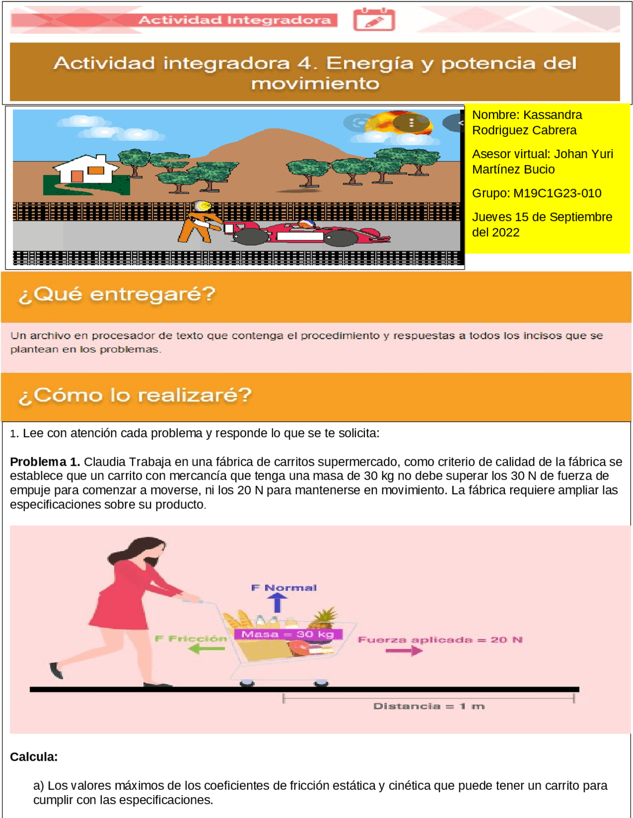 Módulo 19. Actividad integradora 4 | Ejercicios de Cultura Científica | Docsity