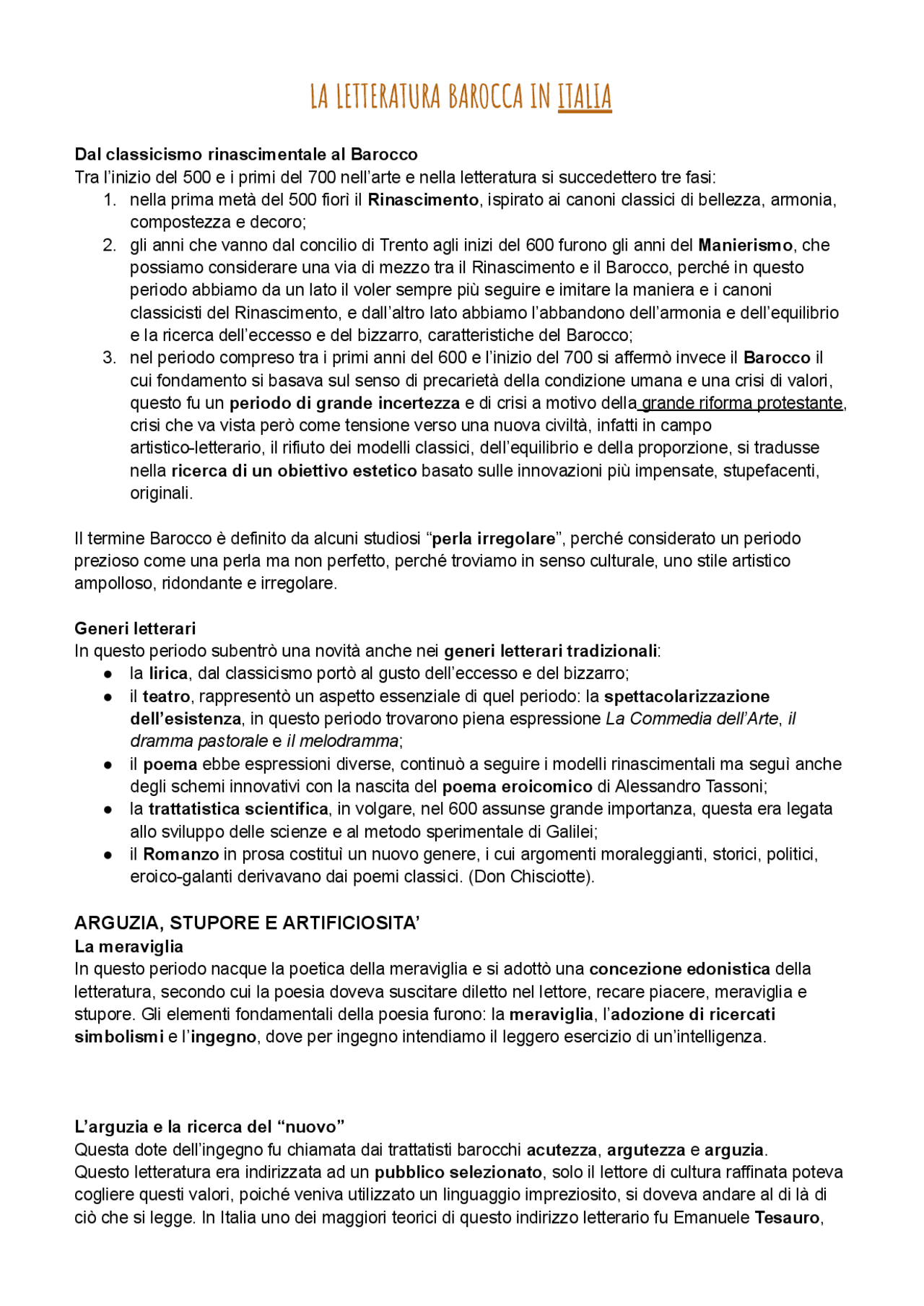 LETTERATURA BAROCCA ITALIA e EUROPA - caratteristiche, generi letterari ...