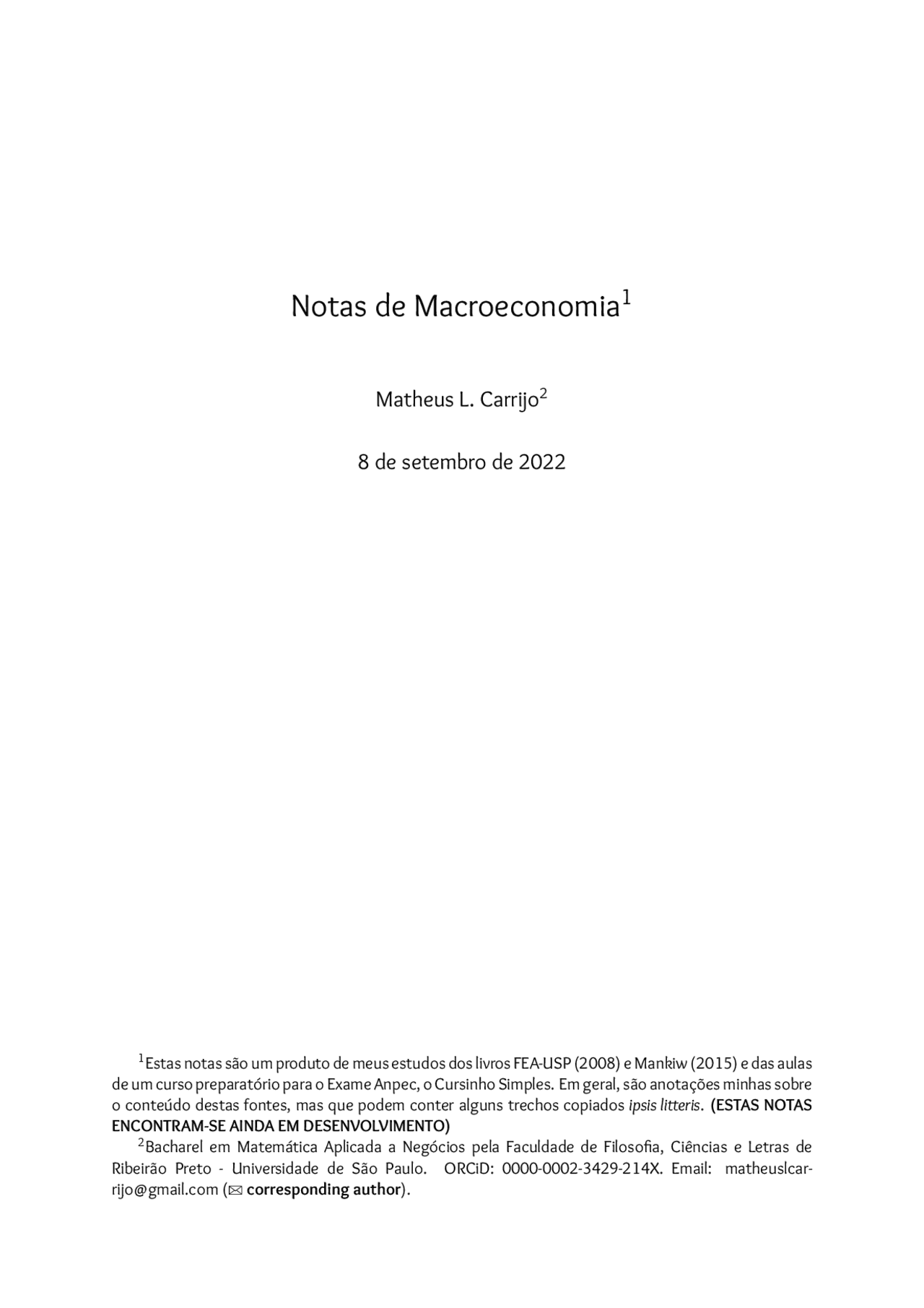 Notas de Aula de Macroeconomia, Microeconomia e Matemática para estudar ...