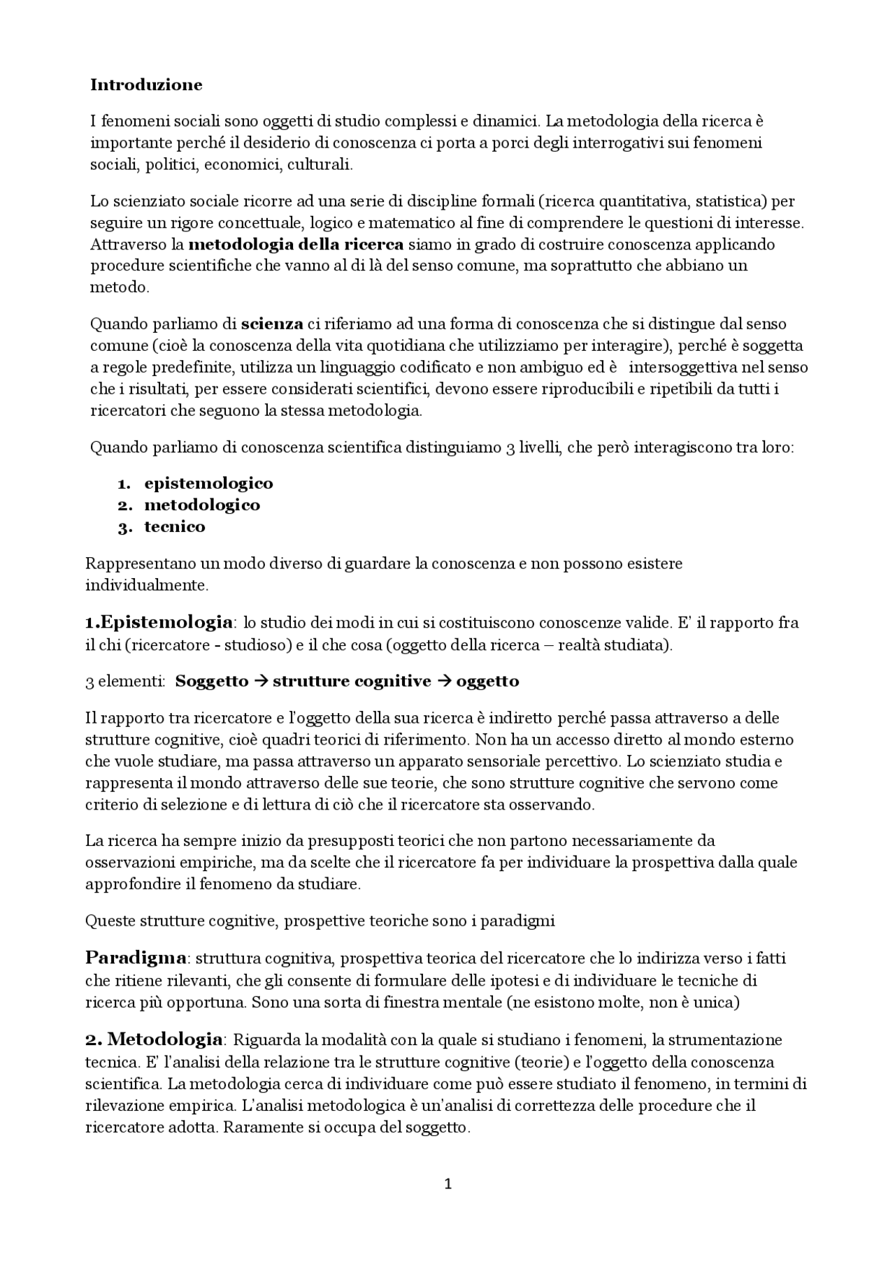 Metodi di ricerca quantitativa | Appunti di Metodologia Della Ricerca Sociale Quantitativa | Docsity